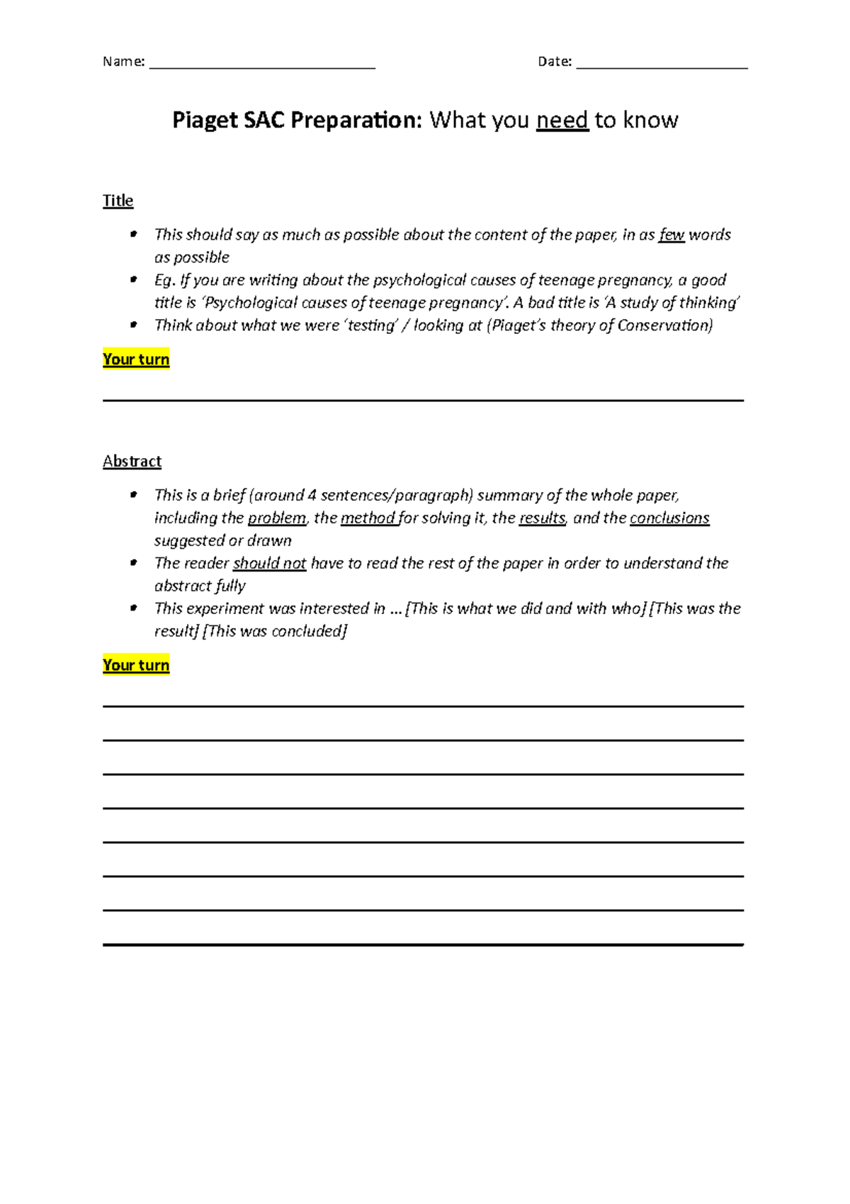 SAC Preparation ERA Notes 2019 - Name ...