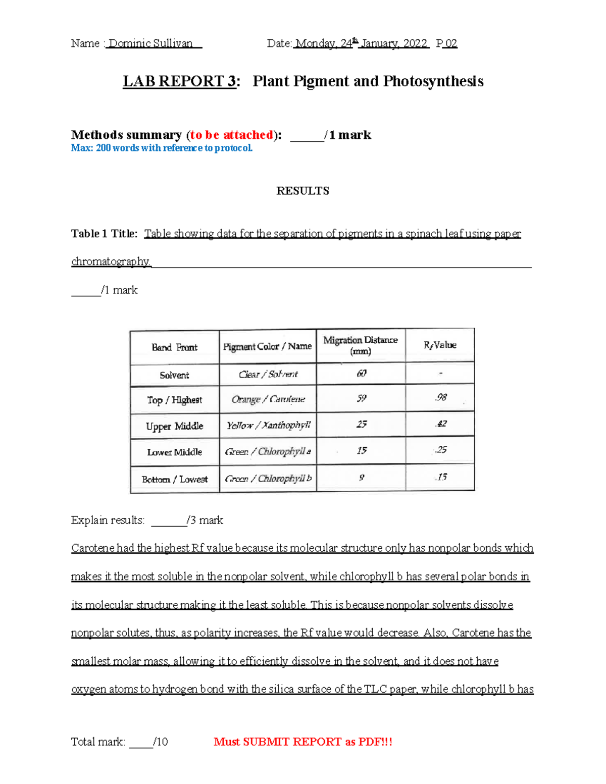 Lab report practical 3 corrected TSM 2021-2022 - LAB REPORT 3: Plant ...