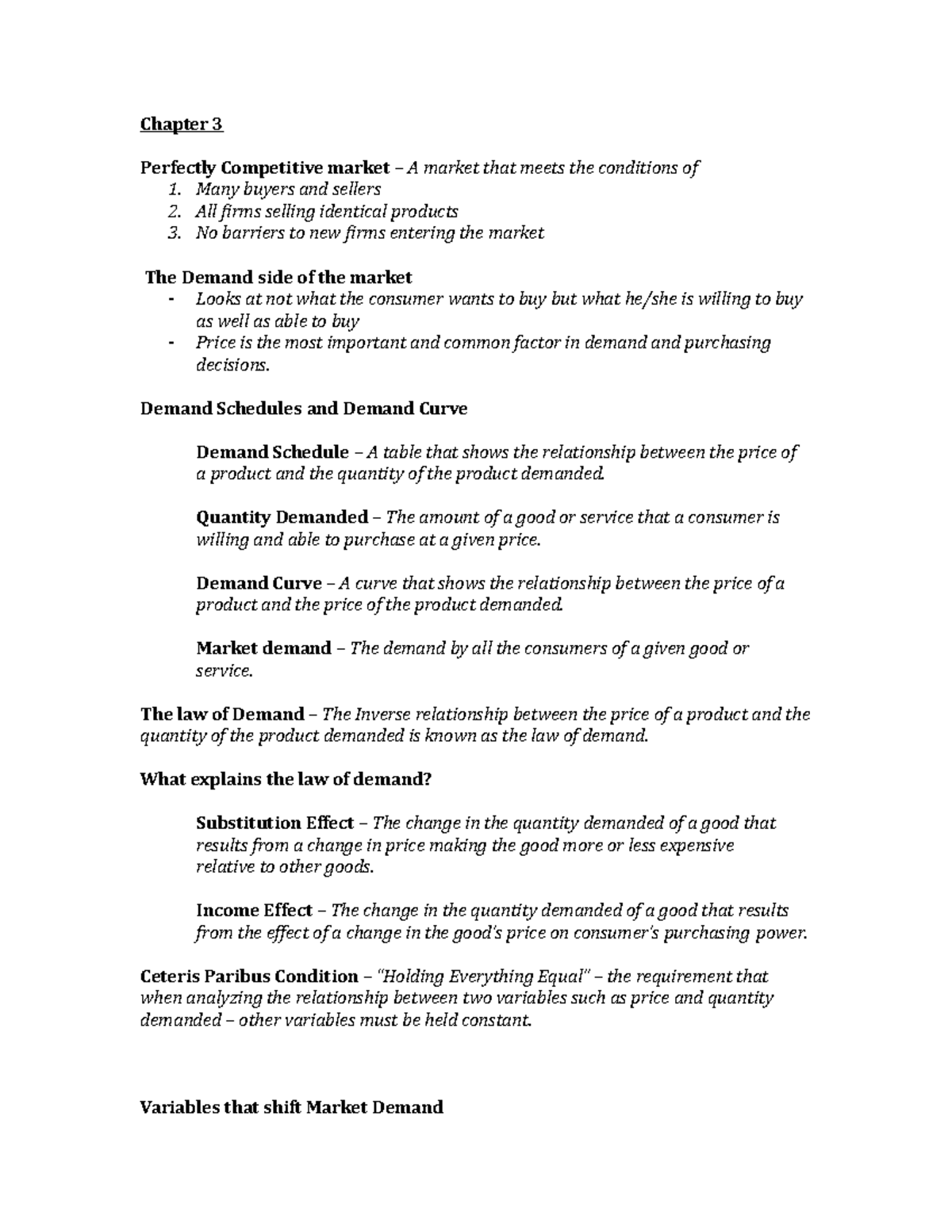 Chapter 3 - Macro Economics - Chapter 3 Perfectly Competitive market A ...