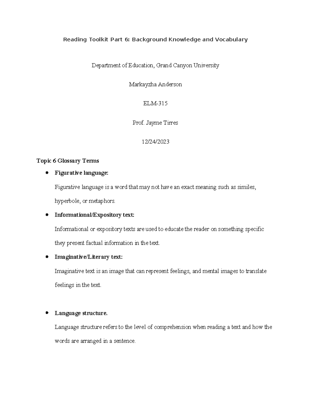 Reading Toolkit 12-24-23 - Reading Toolkit Part 6: Background Knowledge ...