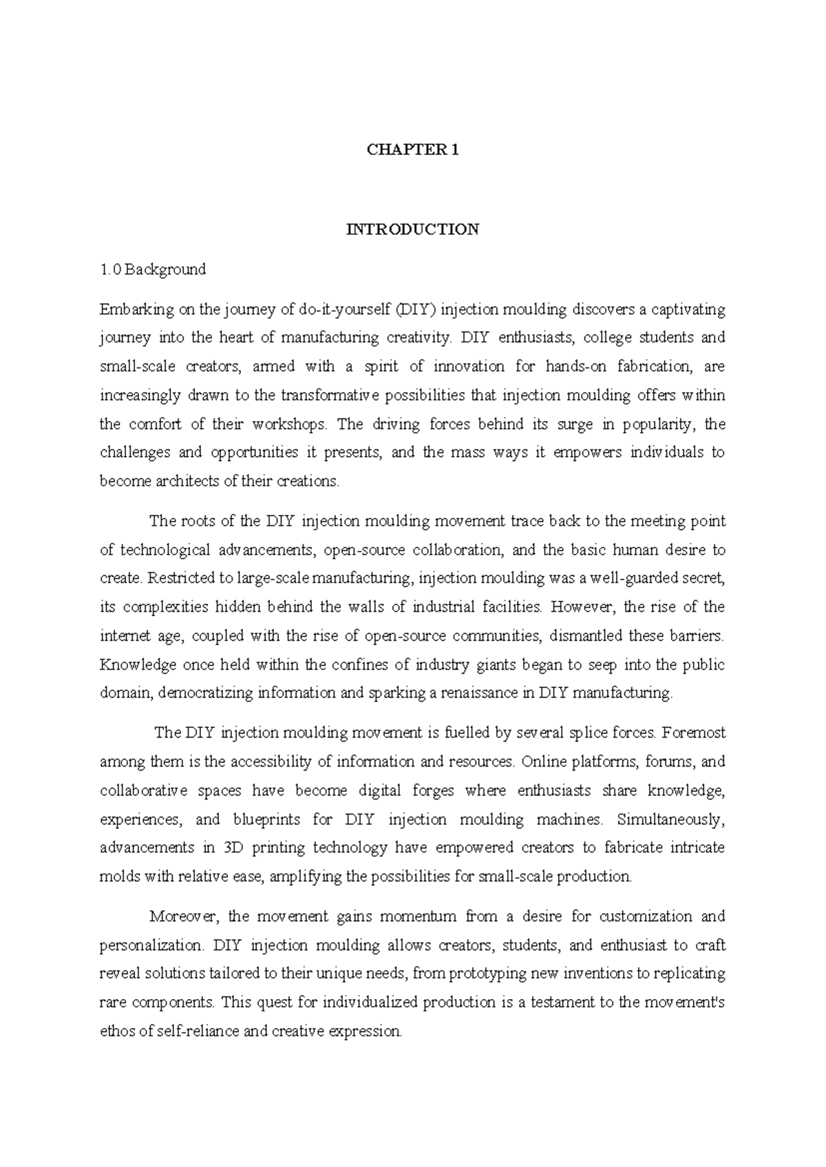 Draft FOR Proposal Project 1 - CHAPTER 1 INTRODUCTION 1 Background ...