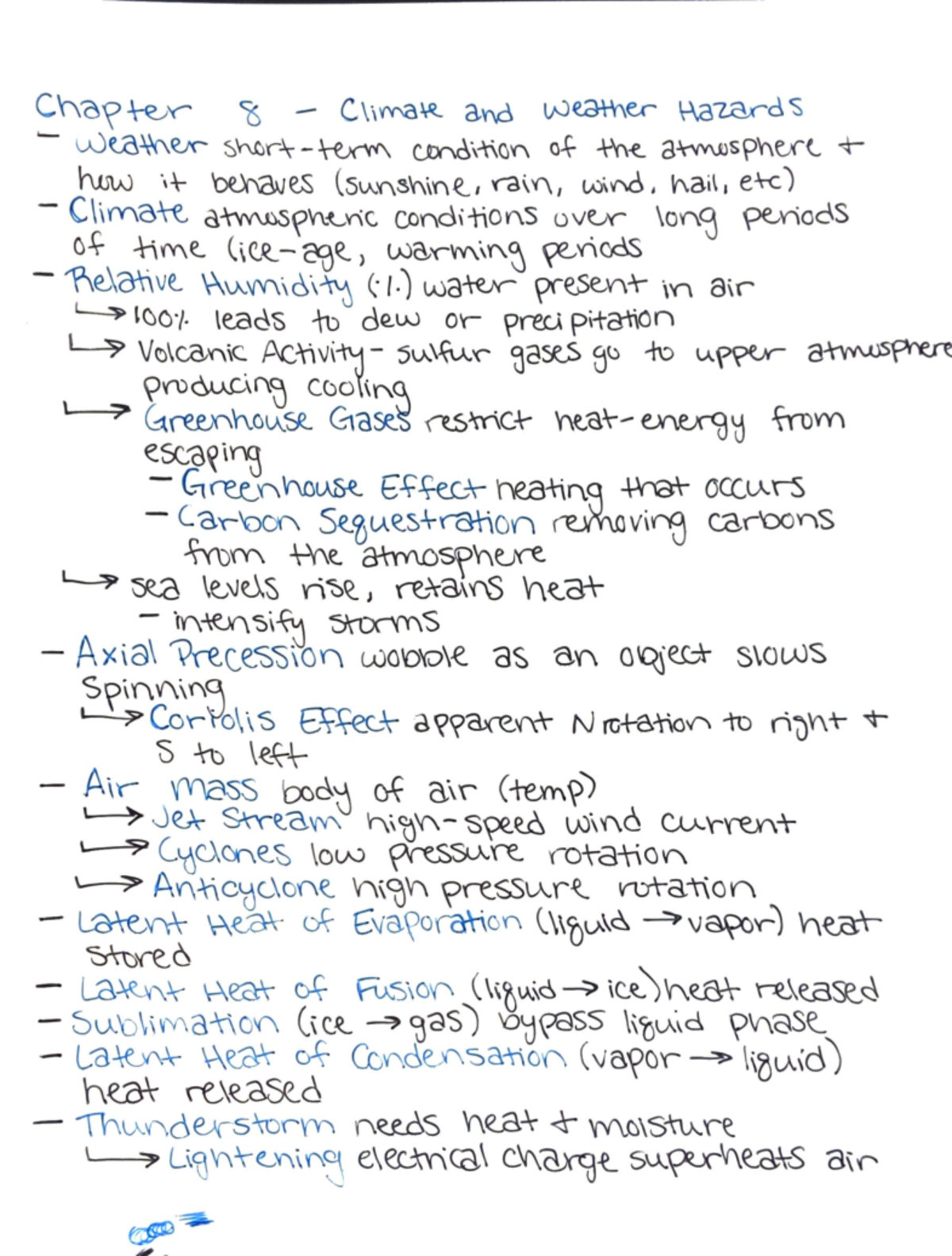 Week 9 - lecture and assigned reading notes - Chapter 8 Climate and ...