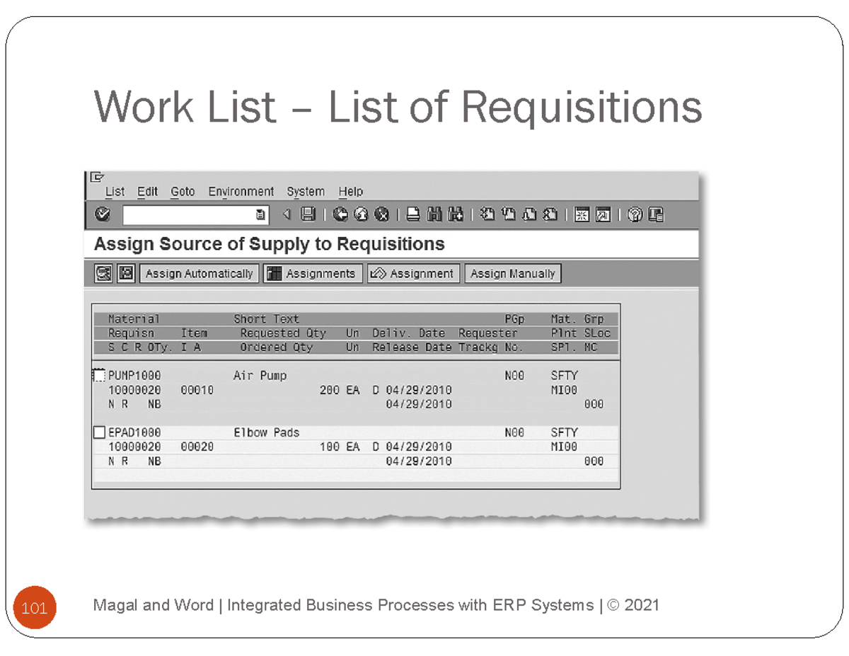 Procurement 8 - Work List – List of Requisitions List of Invoices ...