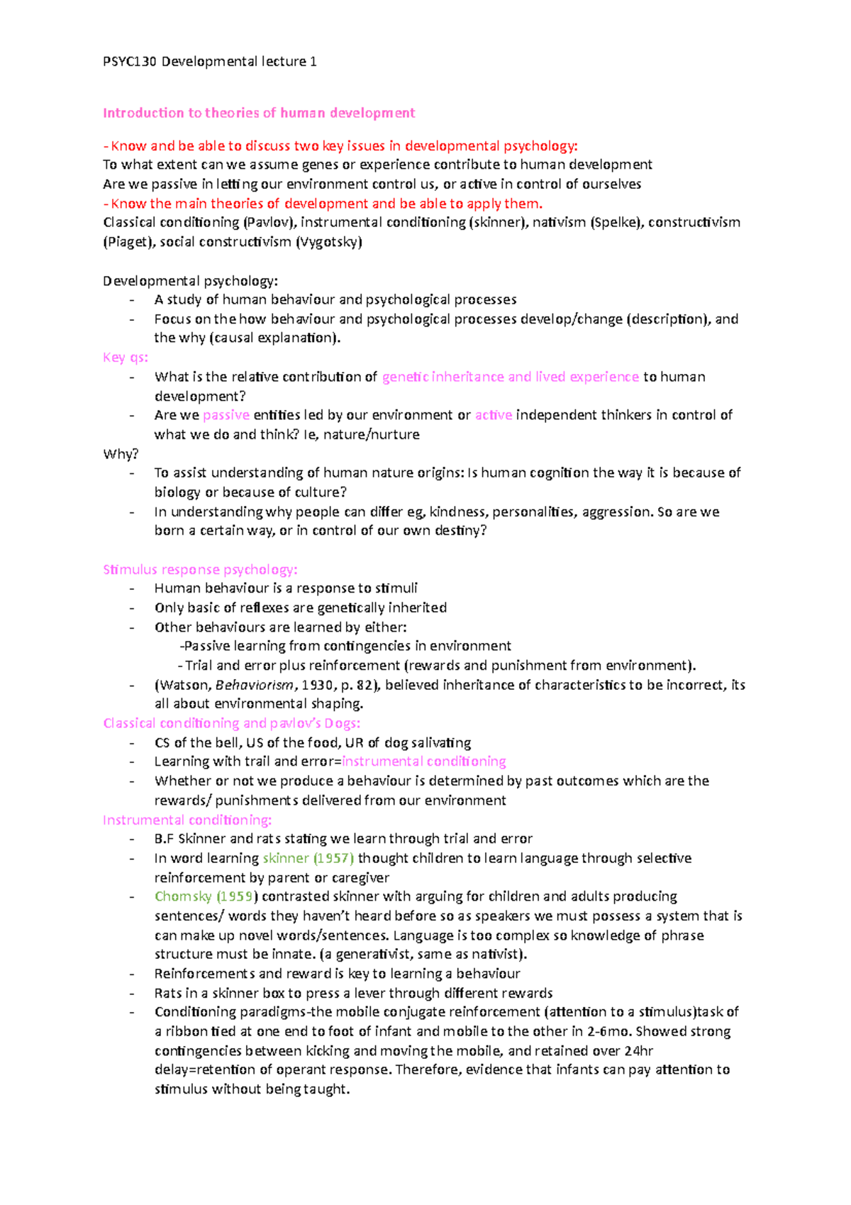 Lecture 1 theories of human development - Introducion to theories of ...
