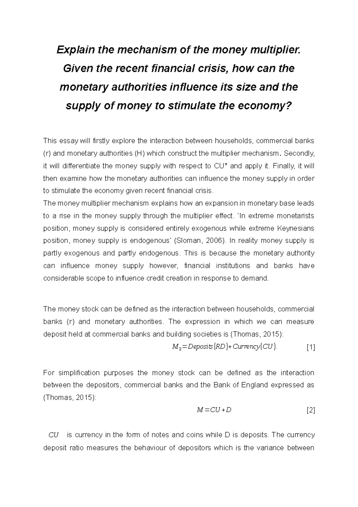 Explain The Mechanism Of The Money Multiplier Given The Recent explain-the-mechanism-of-the-money-multiplier-given-the-recent