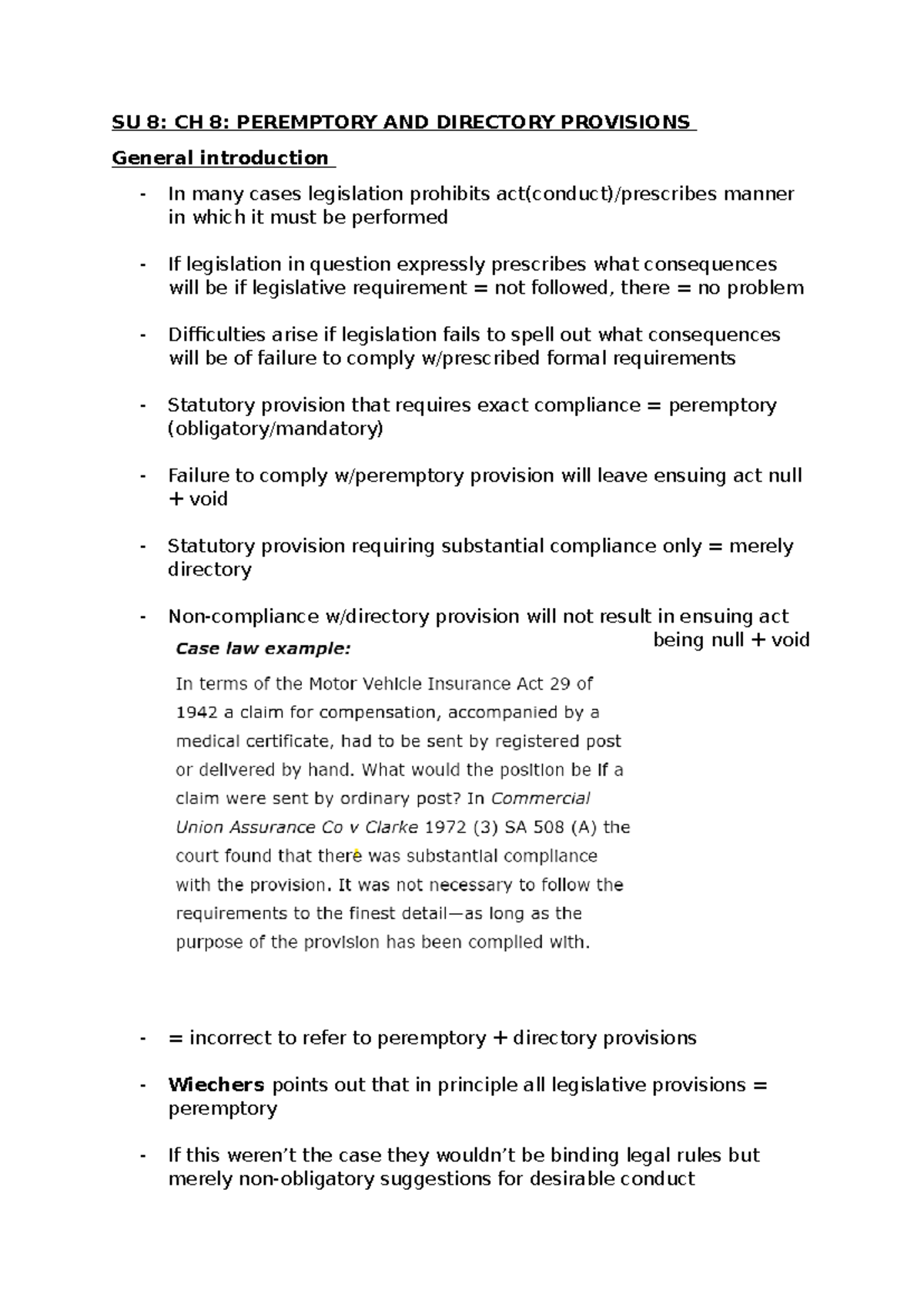 SU 8 - Summary Statutory Interpretation - SU 8: CH 8: PEREMPTORY AND ...