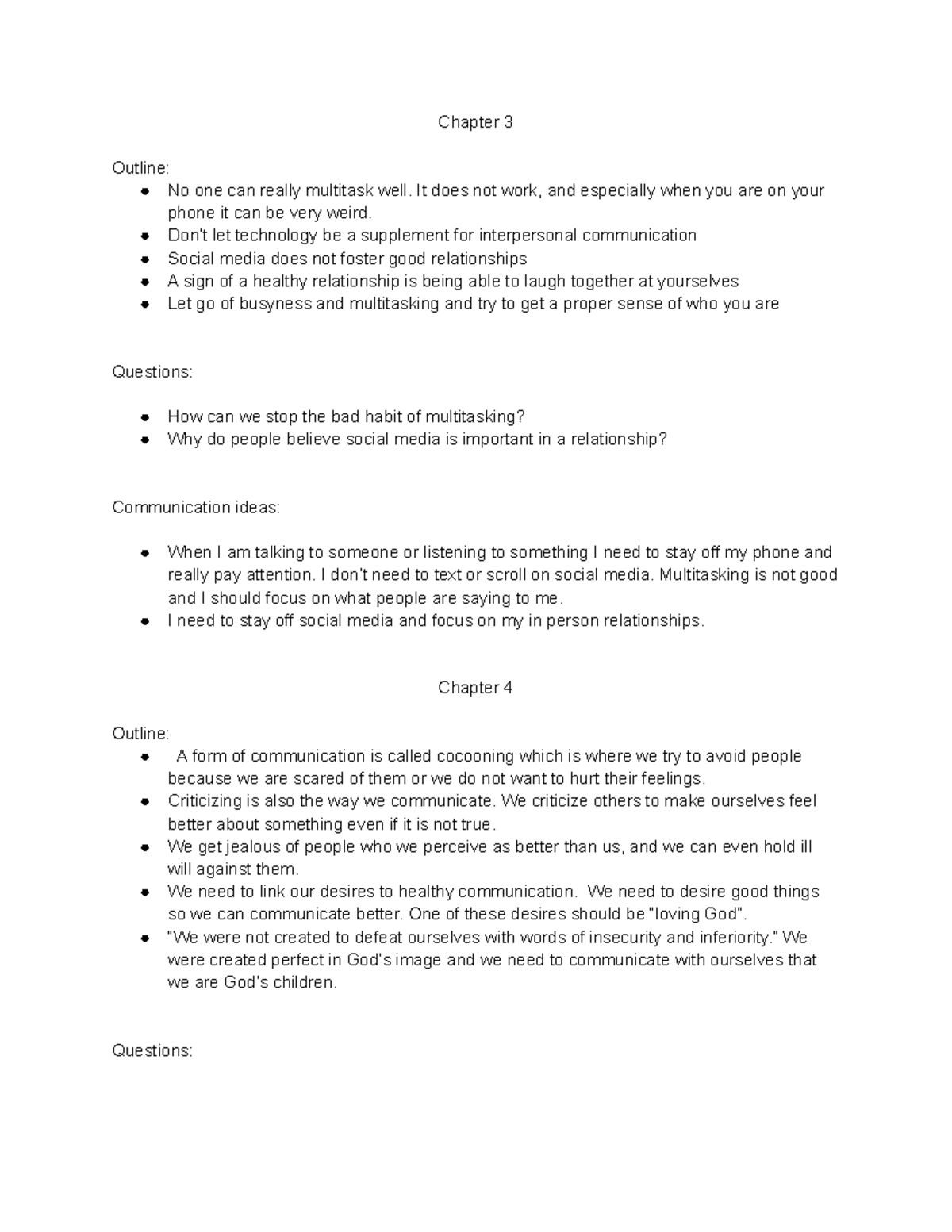 Core Shultze 3 - 4 and 5 - critical thinking - Chapter 3 Outline: No ...