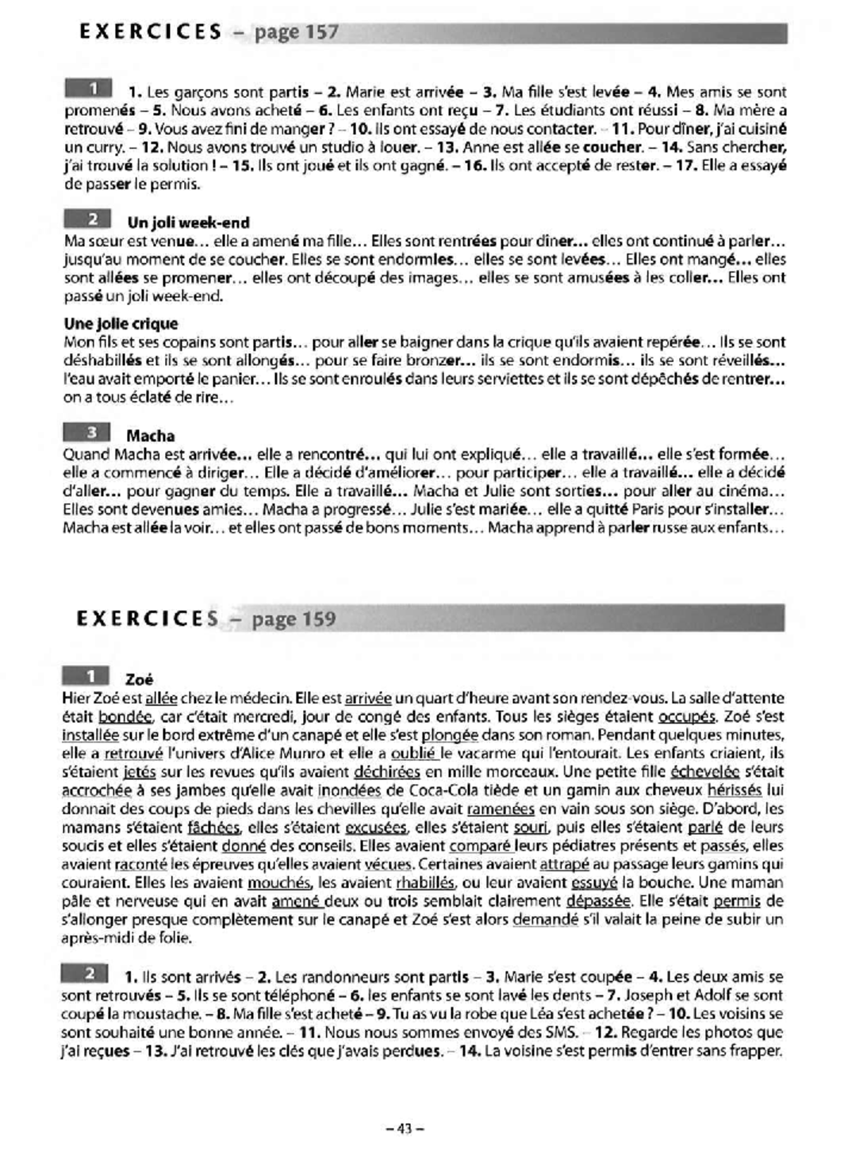 Corrigés accords du participe passé - Lingua e traduzione francese II ...