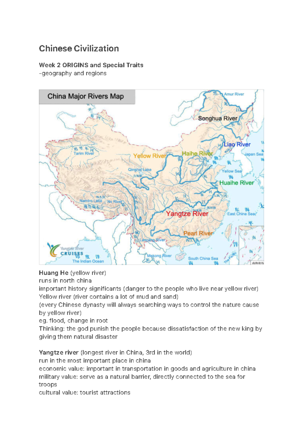 Chinese Civilization notes - Chinese Civilization Week 2 ORIGINS and ...
