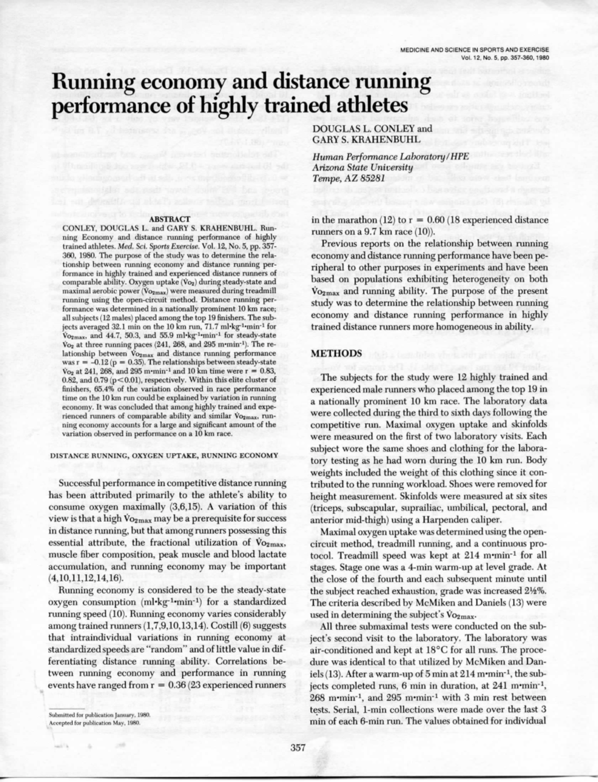 Running Economy and Distance Running Performance of Highly Trained ...