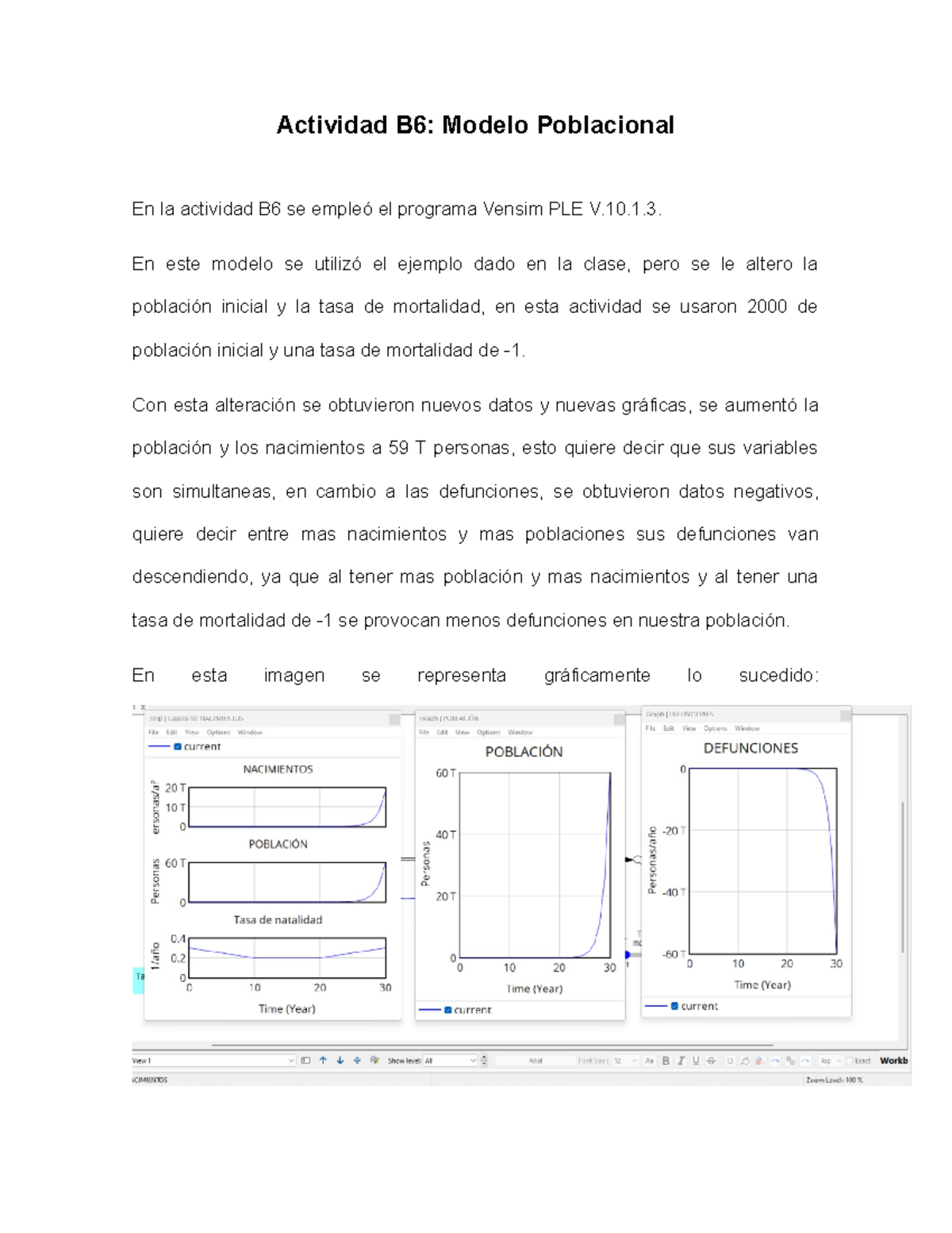 ACT B6 - ACT vensim - Actividad B6: Modelo Poblacional En la actividad ...