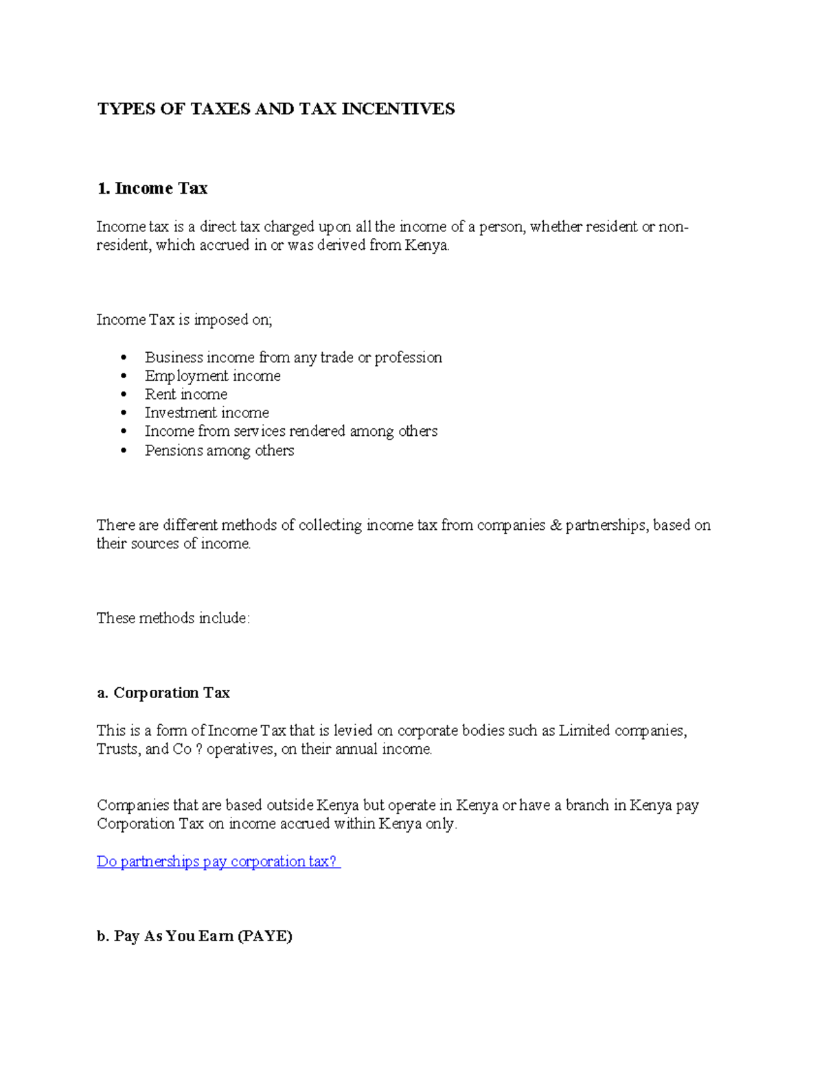 Types OF Taxes AND TAX Incentives - TYPES OF TAXES AND TAX INCENTIVES 1 ...