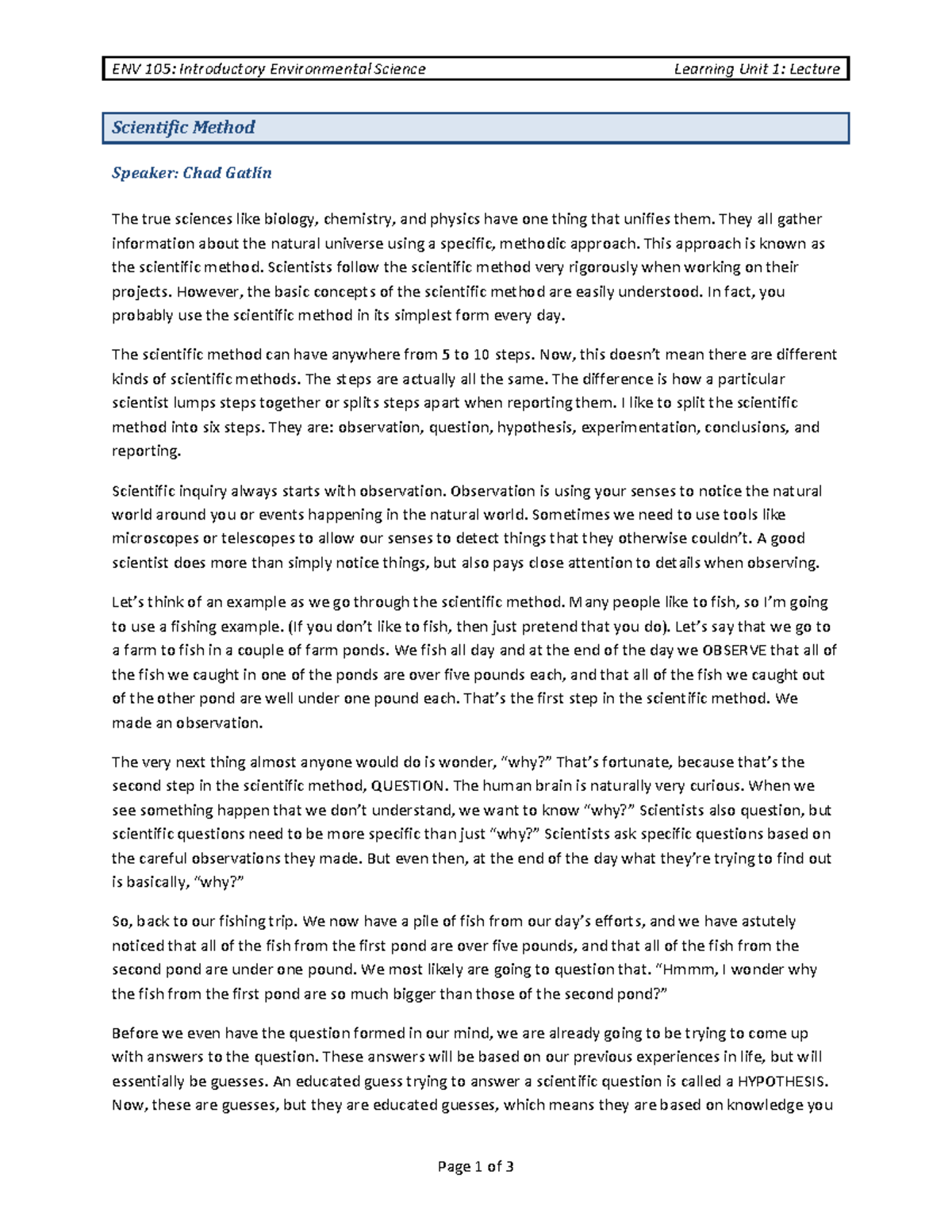 Lu01 method - Notes - ENV 105: Introductory Environmental Science ...