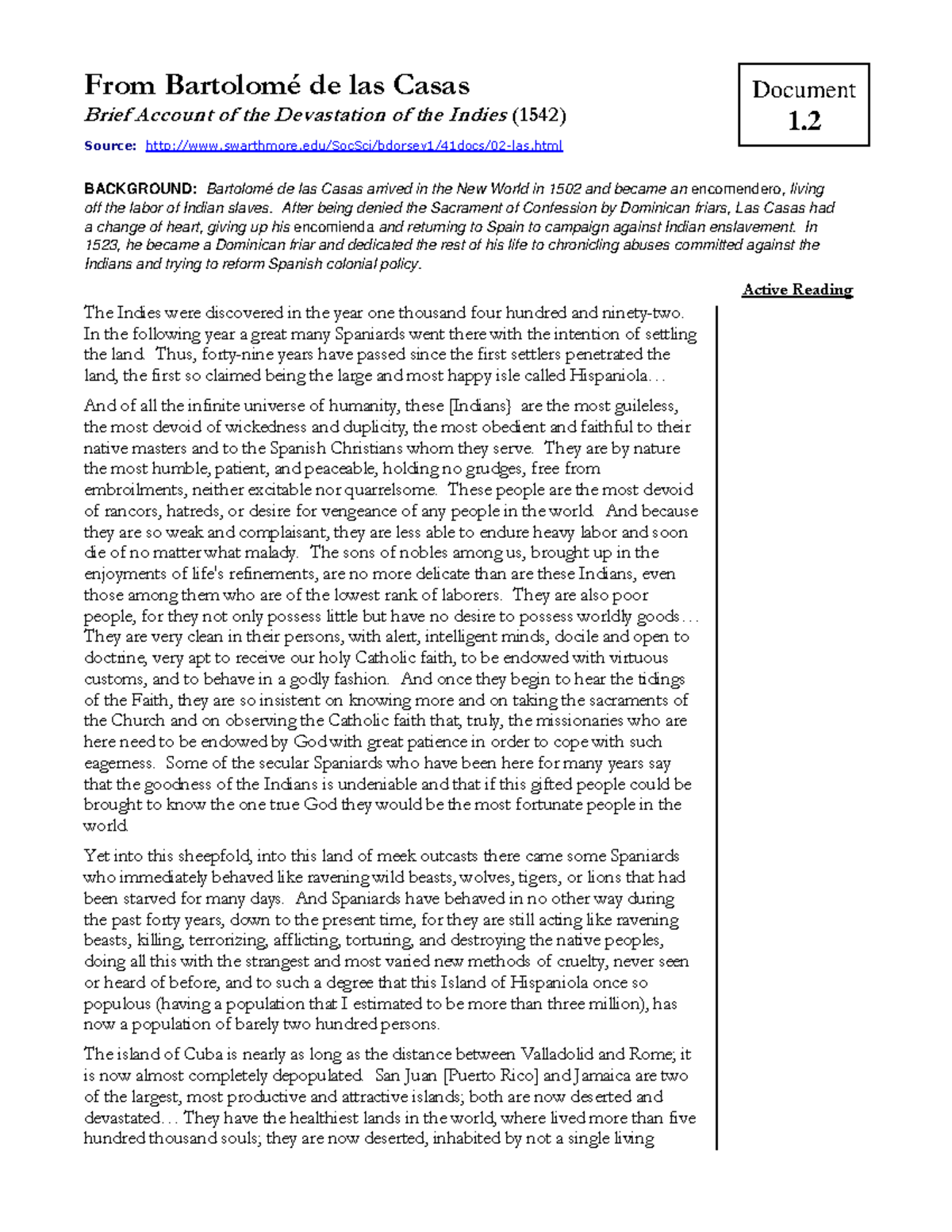 Bartolome de las Casas - Brief Account of the Devastation of the Indies ...