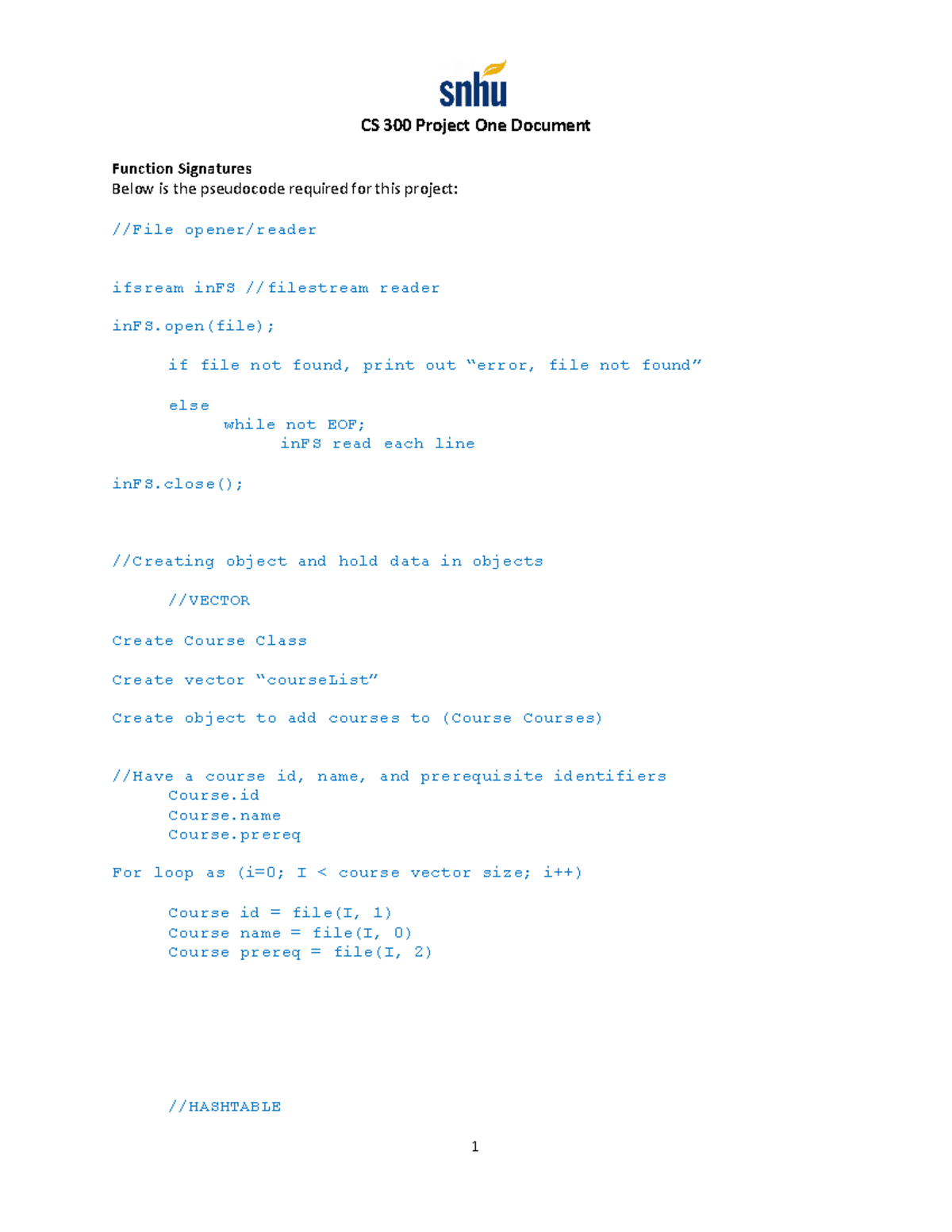 CS 300 Project One Document - CS 300 Project One Document Function Signatures Below is the - Studocu