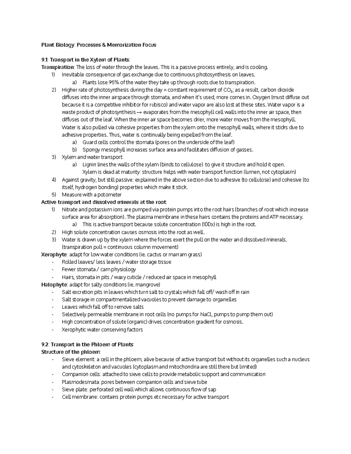 IB biology plant biology for studocu - Plant Biology: Processes ...