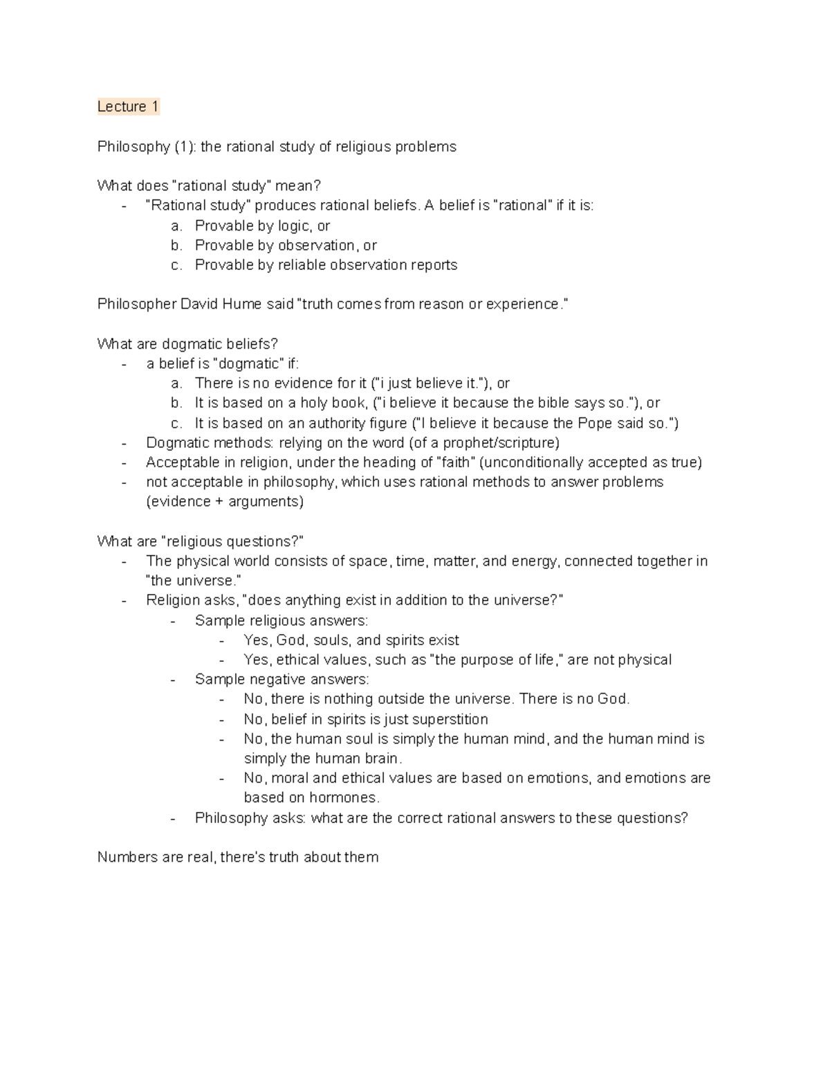 Phi1500 quiz 1 - Lecture 1 Philosophy (1): the rational study of ...