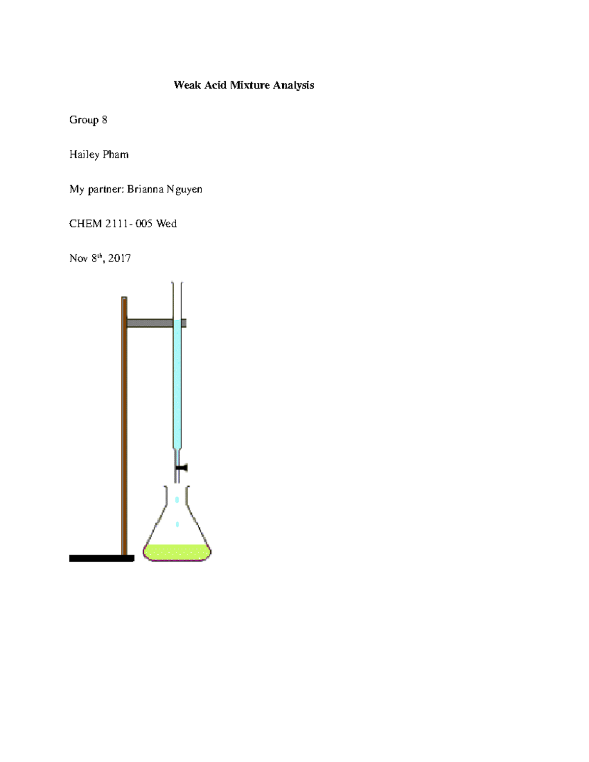 Weak Acid Mixture Analysis - Weak Acid Mixture Analysis Group 8 Hailey ...