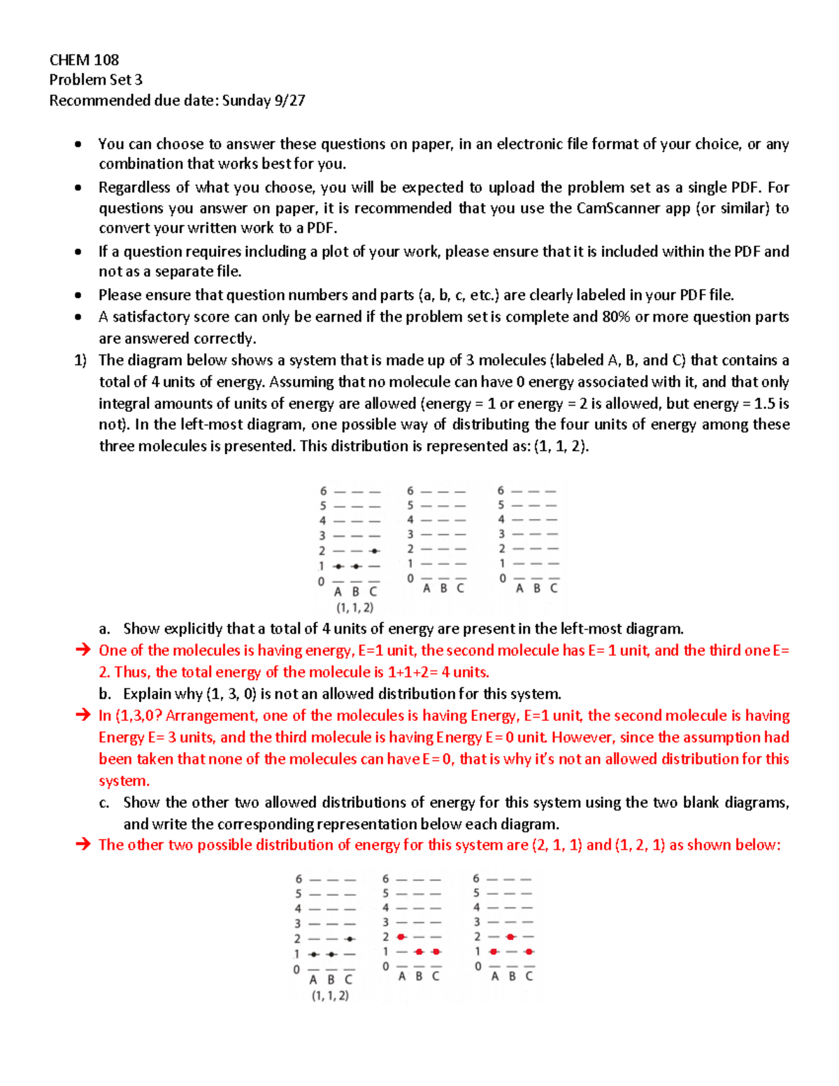 Module 3 problem set - Pchem assignments - CHEM 108 Problem Set 3 ...