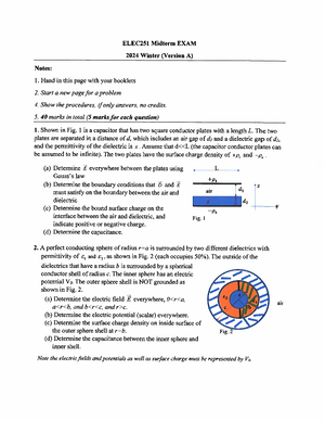 Maxwell - formula sheets elec251 - Field Laws Gauss’ Law ∇ · D = ρ v ∮ ...