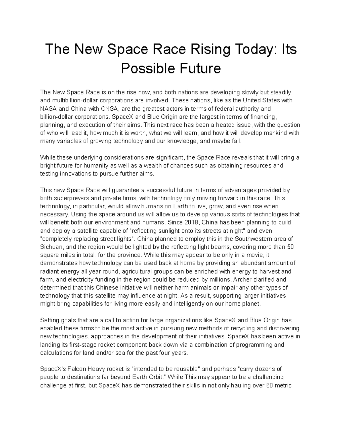 The New Space Race Rising Today Its Possible Future - and multibillion ...