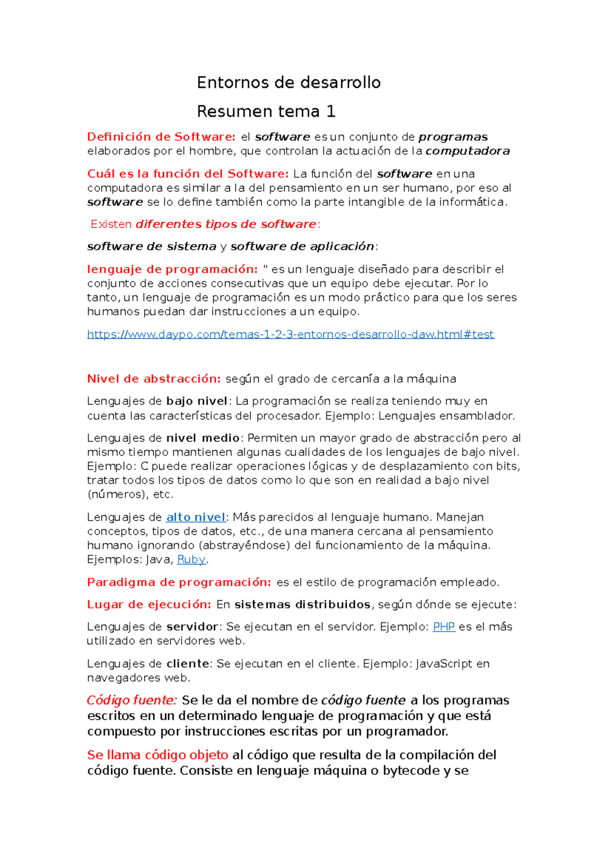 Resumen tema 1 Entornos de desarrollo - Entornos de desarrollo Resumen ...
