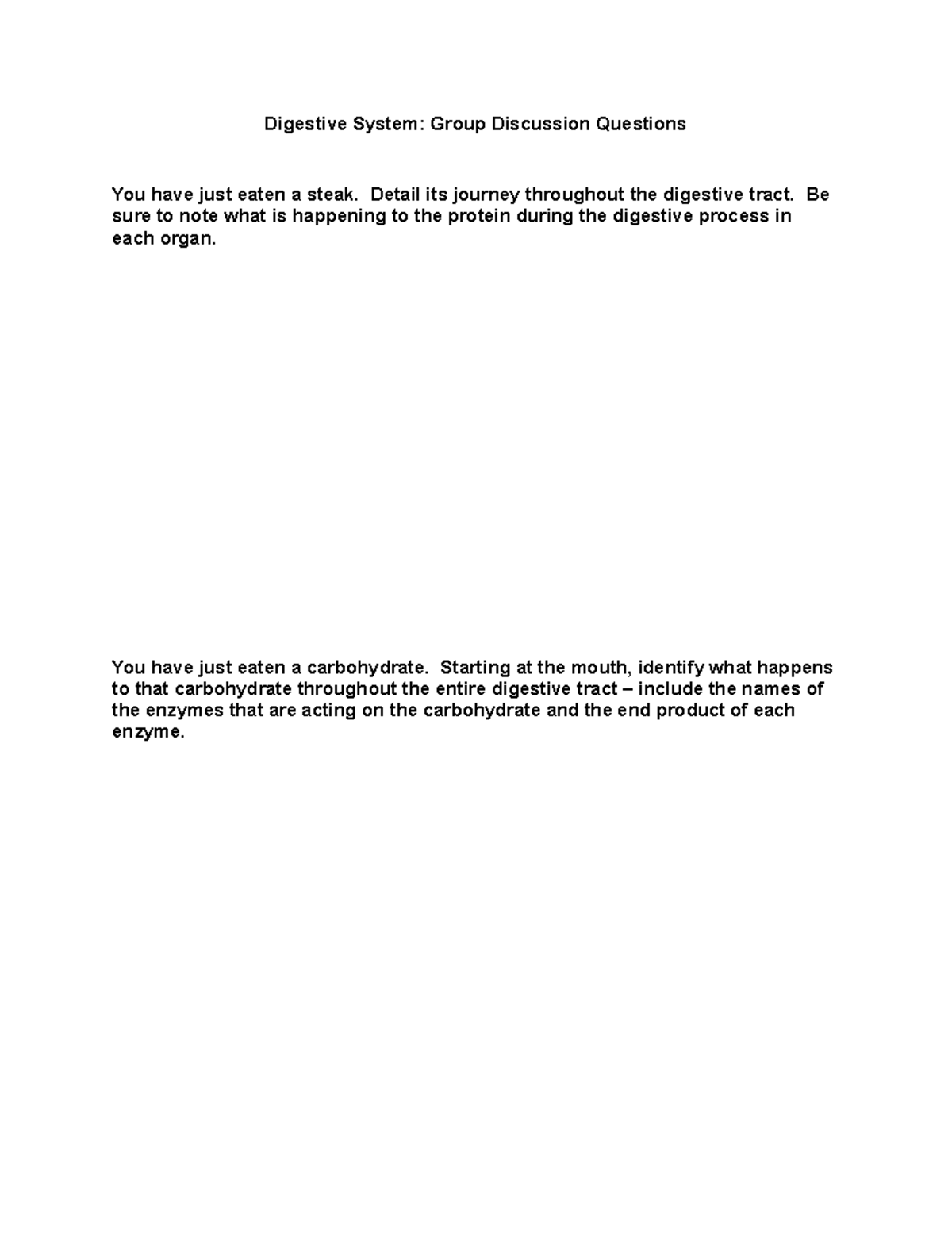 Digestive System Discussion Questions - Digestive System: Group ...