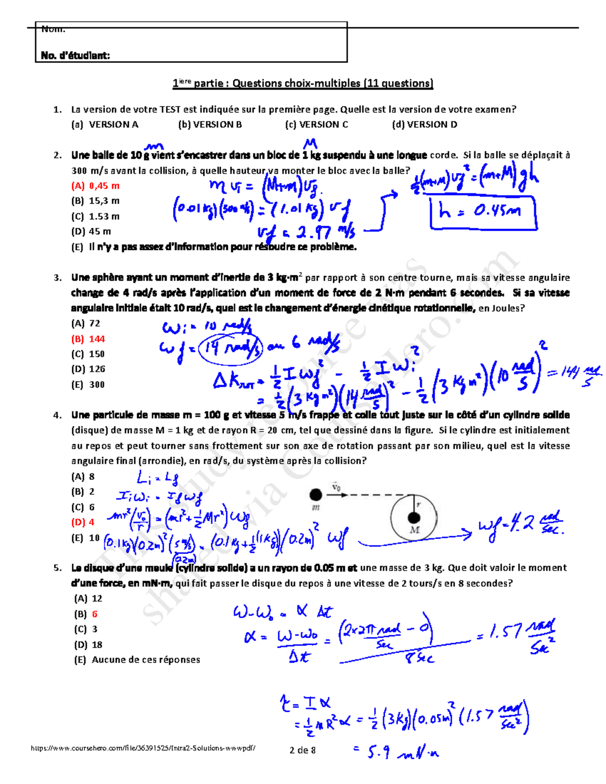 Exam November 2017, questions and answers - Warning: TT: undefined function: 32 2 de 8 1 iere ...