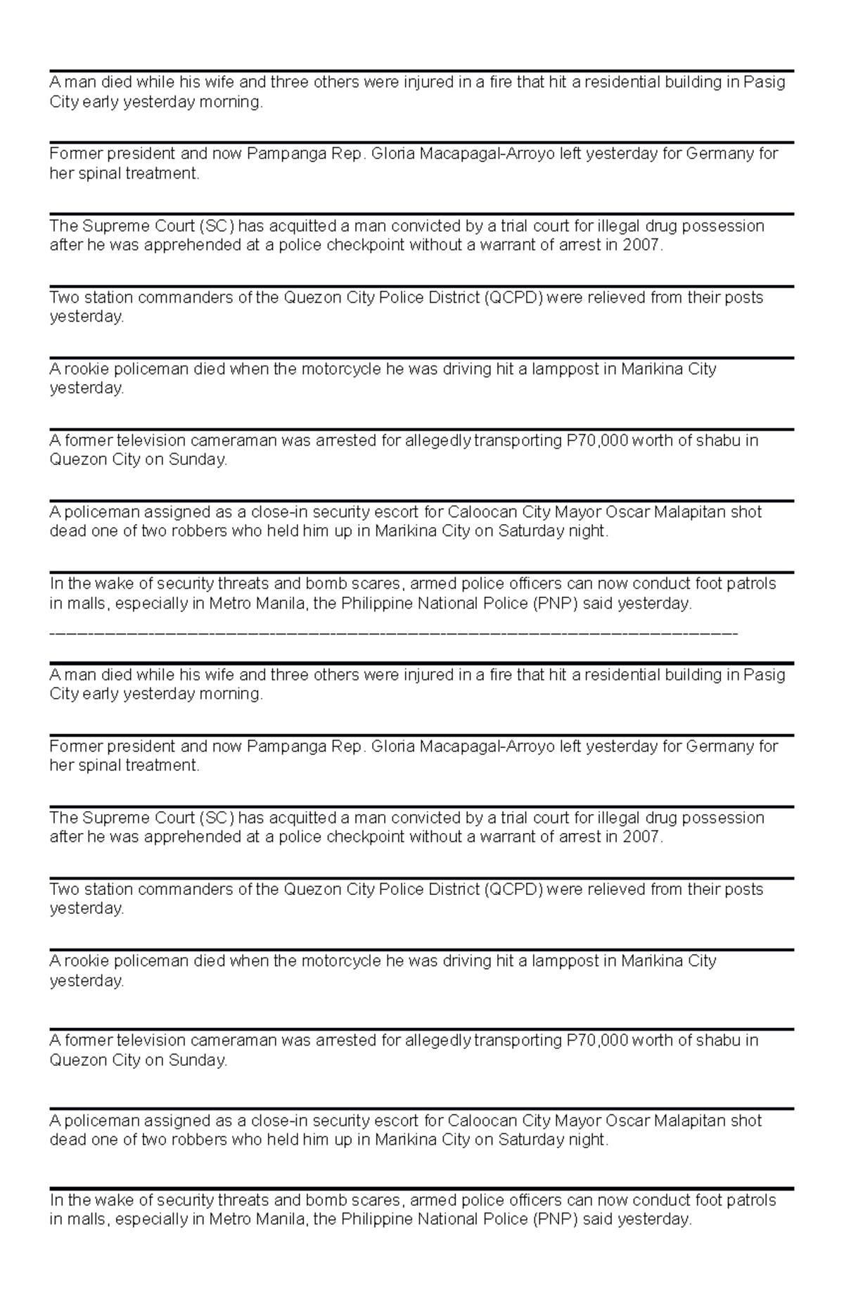 Headline-writing-activity - A man died while his wife and three others ...