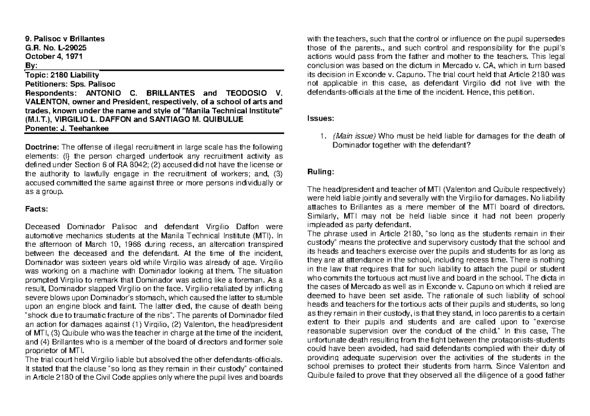 430914621 9 Palisoc v Brillantes - Palisoc v Brillantes G. No. L ...