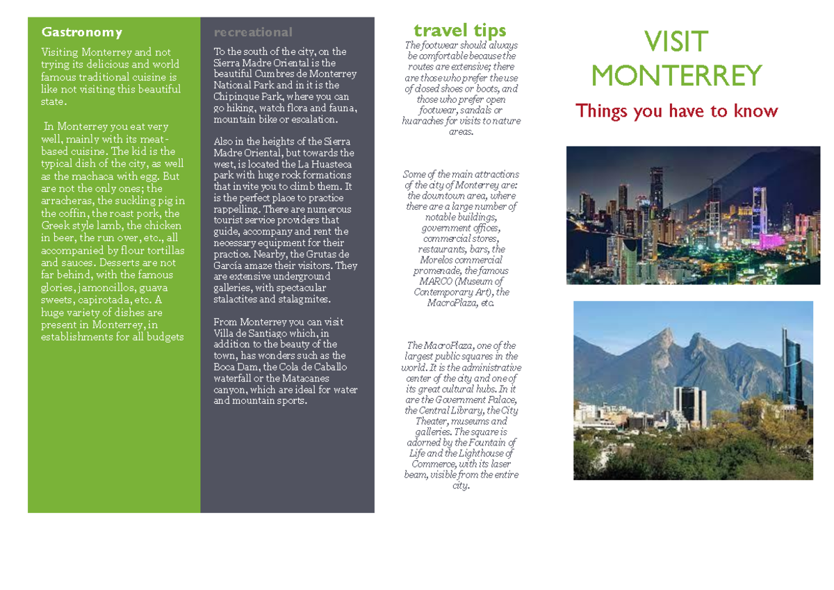 Brochure presentation (folleto) - Gastronomy Visiting Monterrey and not ...