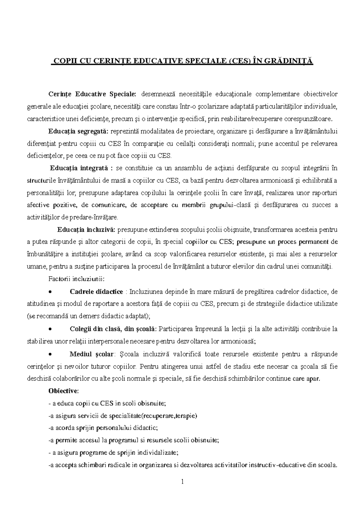 5. Copii CU CerinȚE Educative Speciale (CES) ÎN GRĂDINIȚĂ - COPII CU ...
