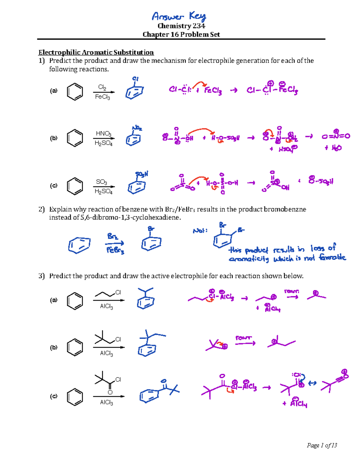 Ch 16 Problem Set (Mc M) - Key - Chemistry 234 Chapter 16 Problem Set ...