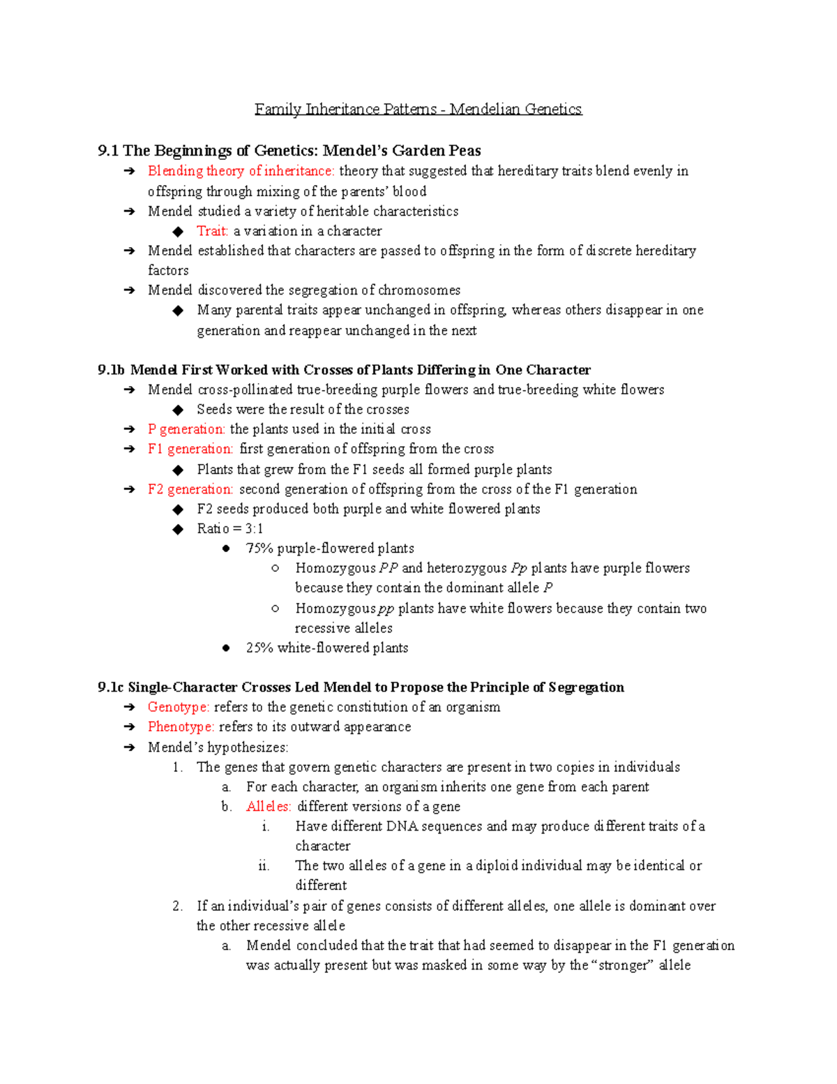 Topic #9 Family Inheritance Patterns - Mendelian Genetics - Family ...
