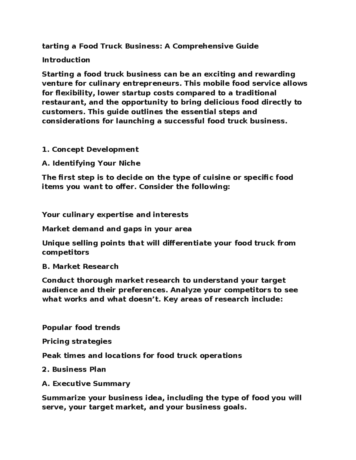 Document - assignment food truc - tarting a Food Truck Business: A ...