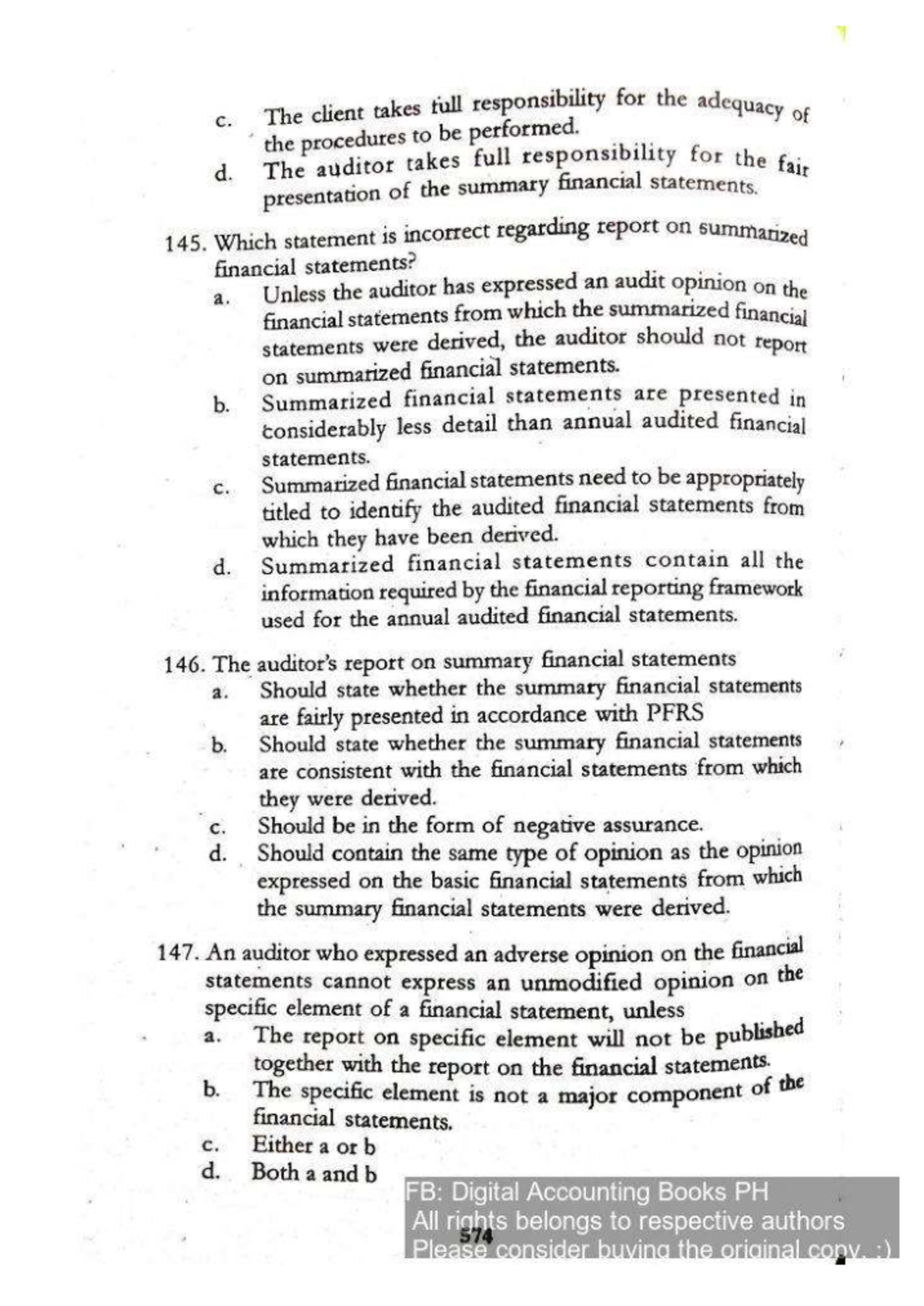 Auditing Theory-580-616 - The client takes full responsibility for the ...