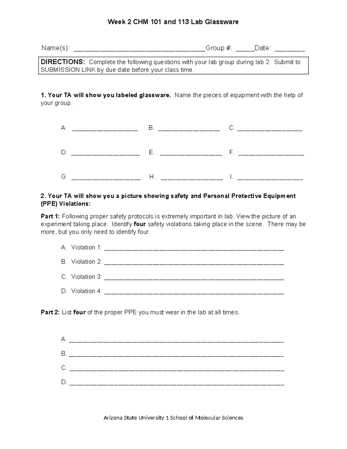 Lab #2 Worksheet 101 and 113 Spring 2024-1 - Week 2 CHM 101 and 113 Lab ...
