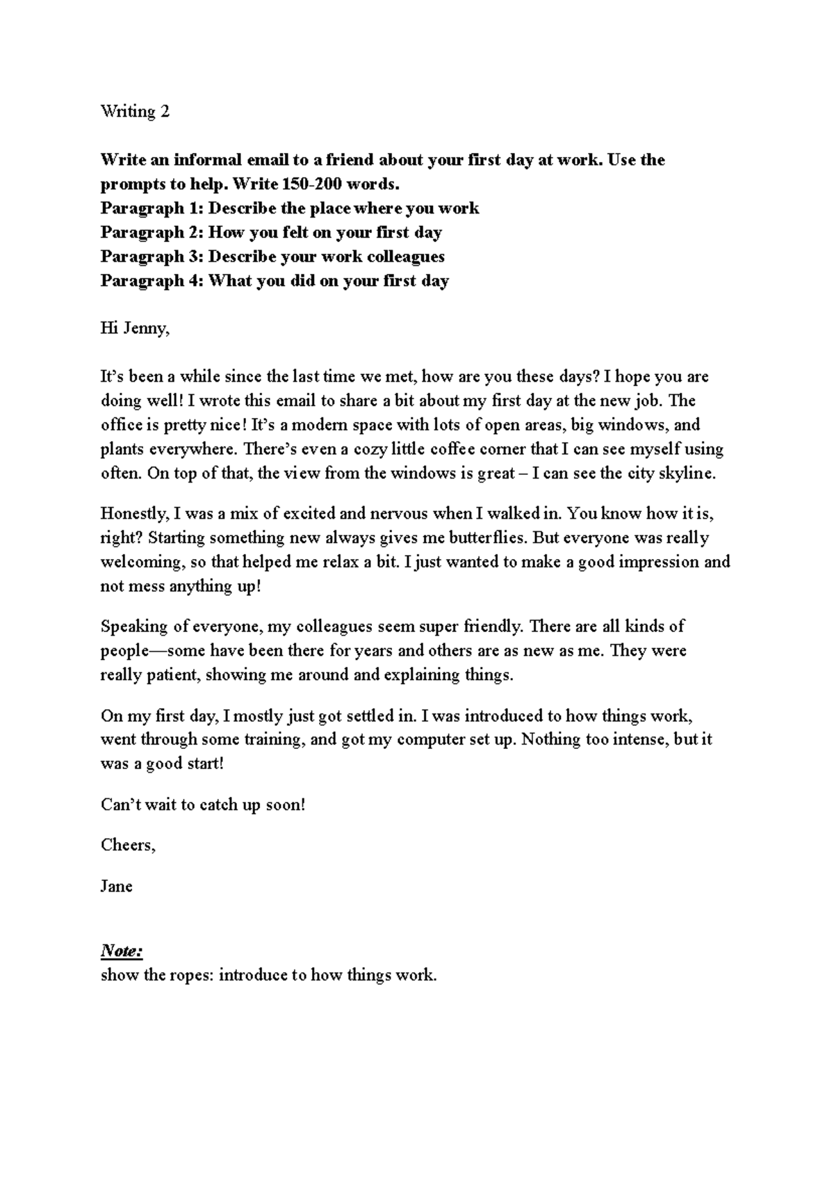 EN3 Writing - Writing 2 Write an informal email to a friend about your ...