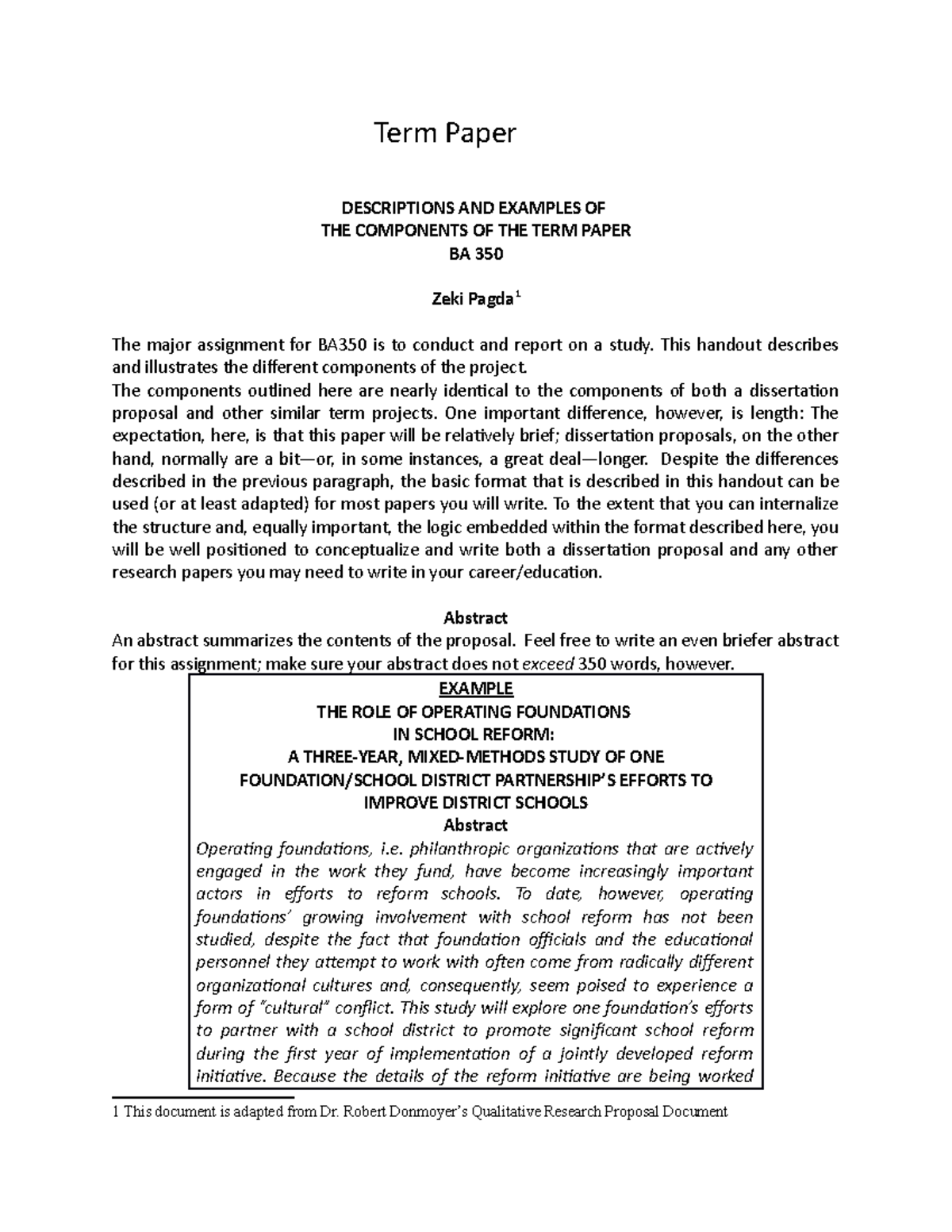 SDSU Term Paper - Term Paper DESCRIPTIONS AND EXAMPLES OF THE ...