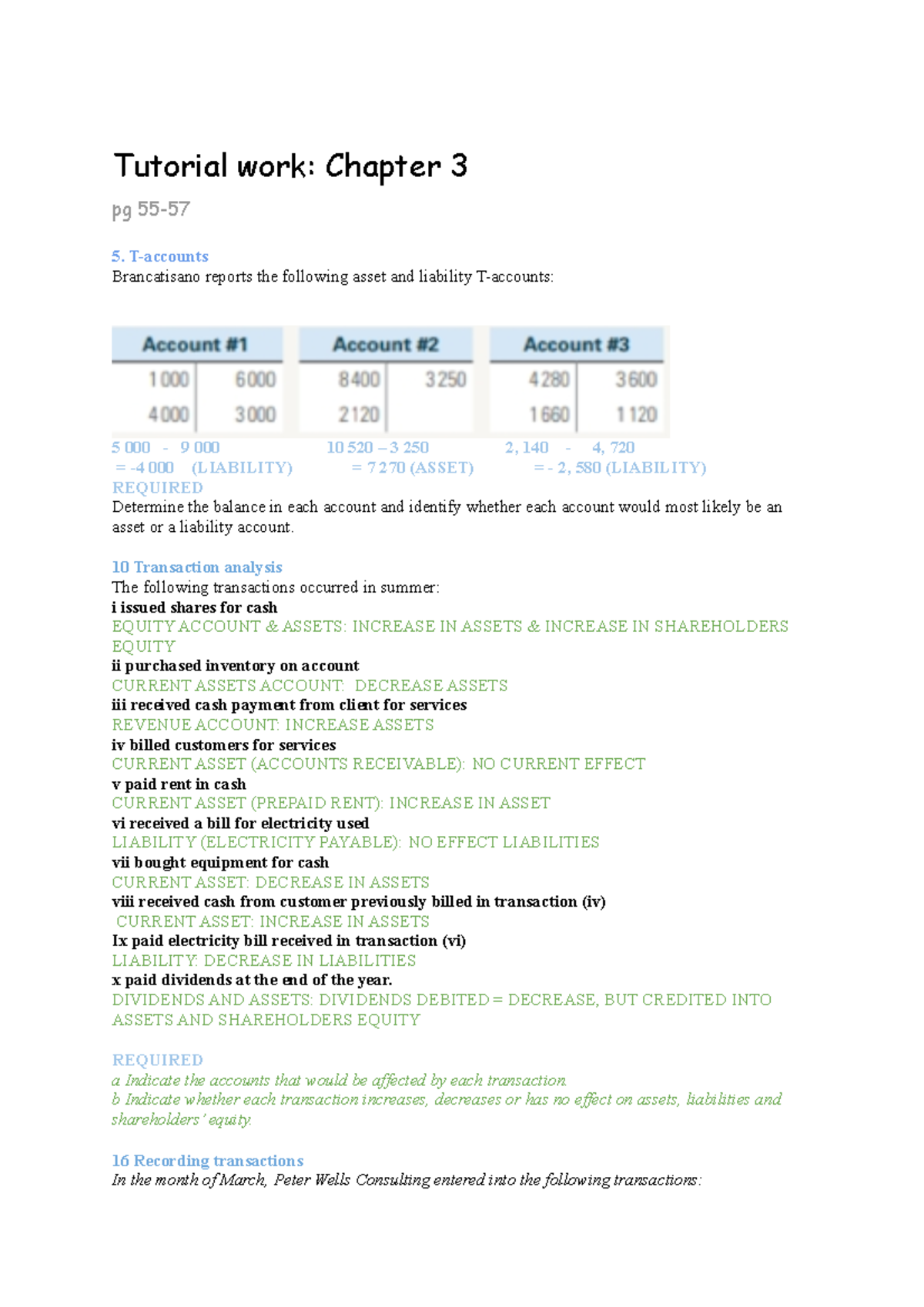 Tutorial Work - Chapter 3 - Tutorial work: Chapter 3 pg 55-57 5. T ...