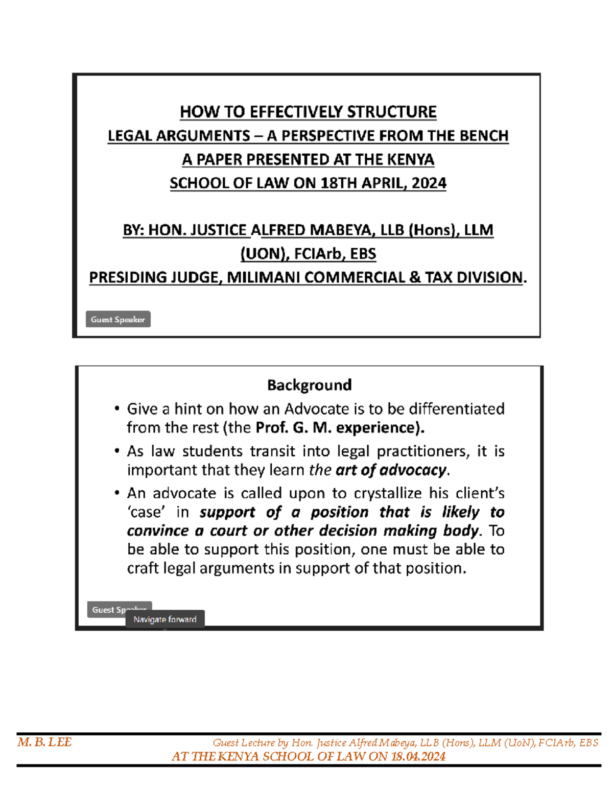 Guest Lecture by Judge Alfred - Tort law - Studocu