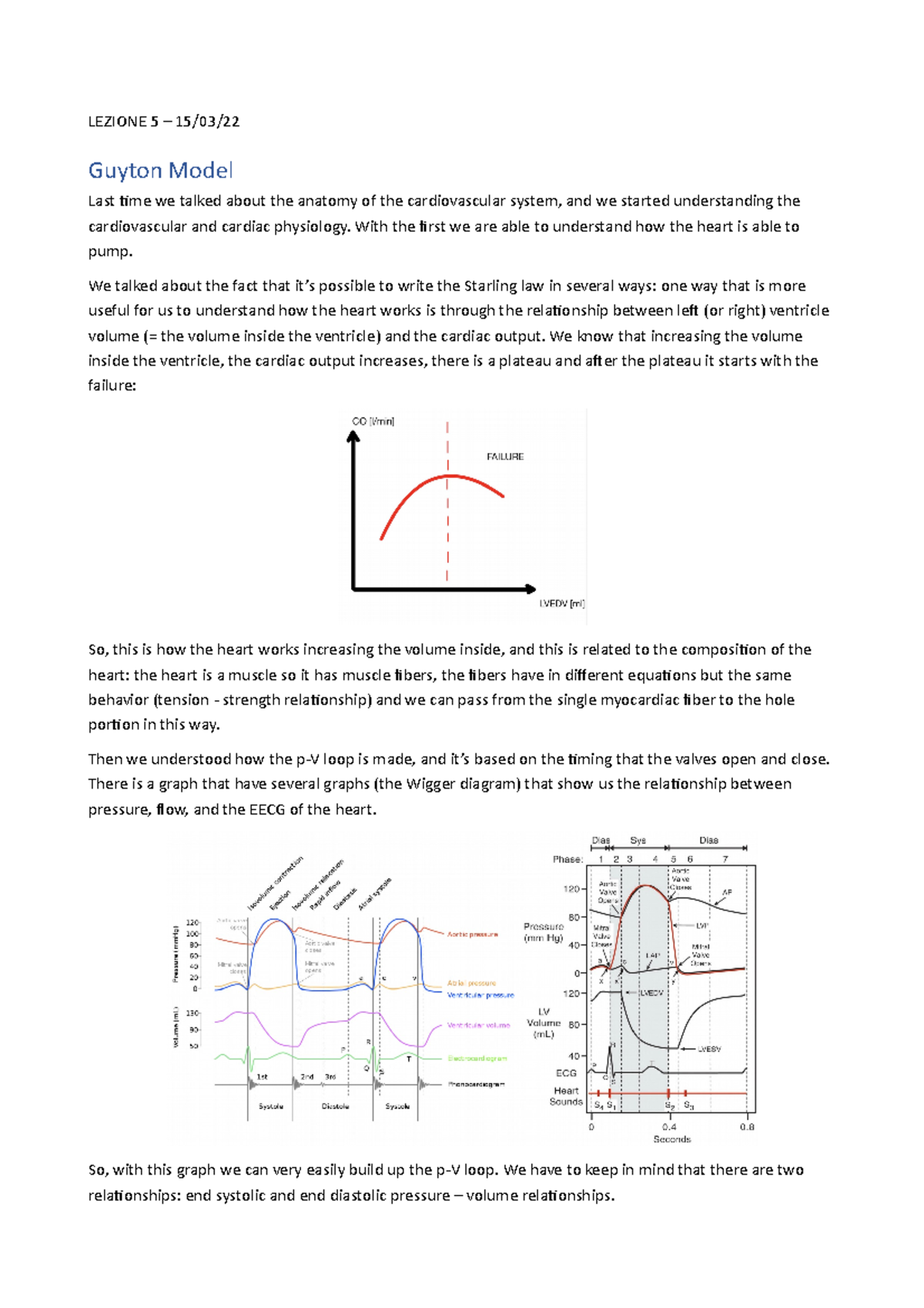 Lezione 5 - LEZIONE 5 – 15/03/ Guyton Model Last time we talked about ...
