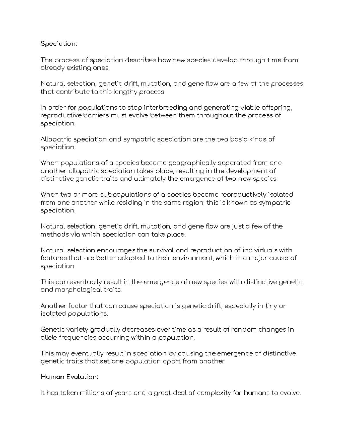 Speciation, Evolution of Humans - Speciation: The process of speciation ...