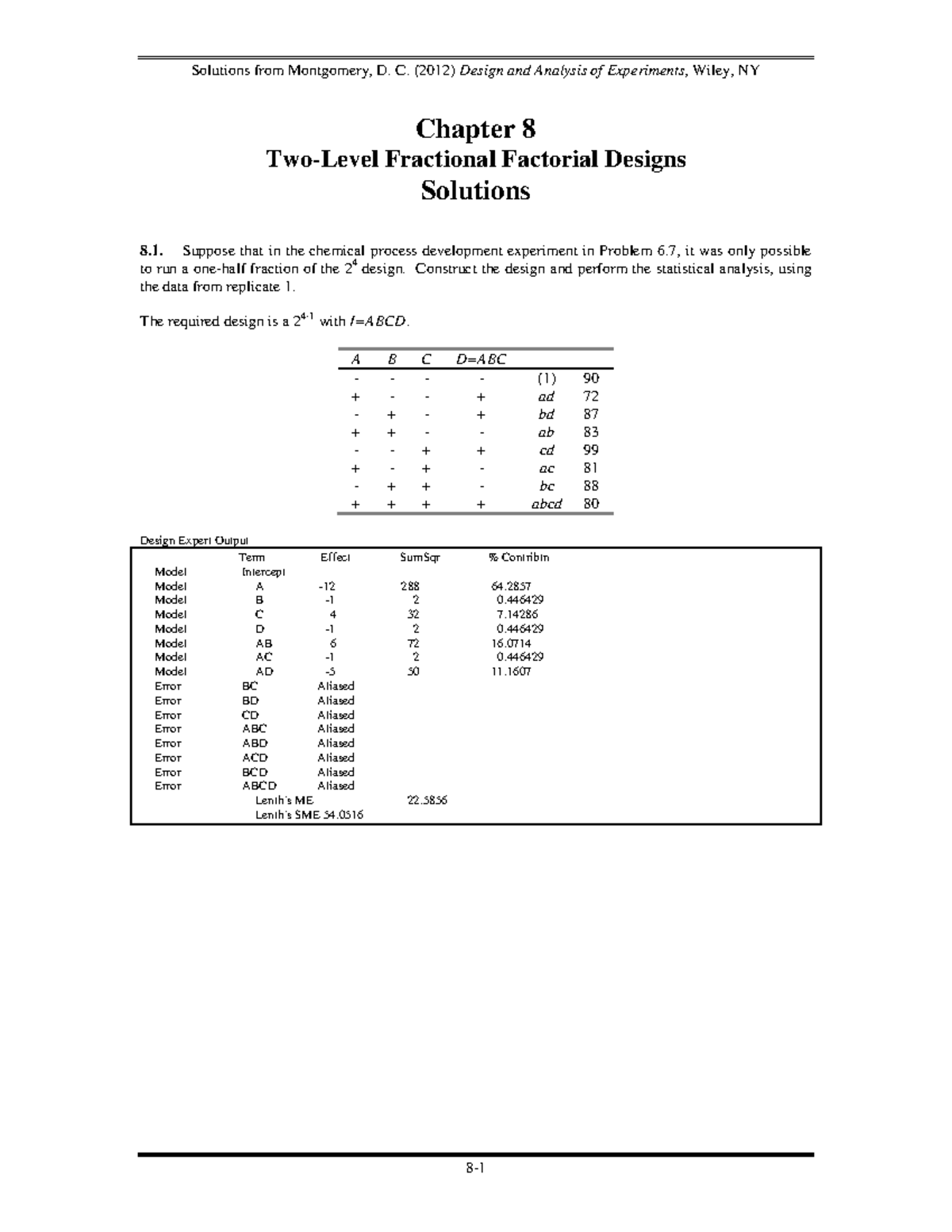 Ch08 - Solution manual chapter 8 - Chapter 8 Two-Level Fractional ...
