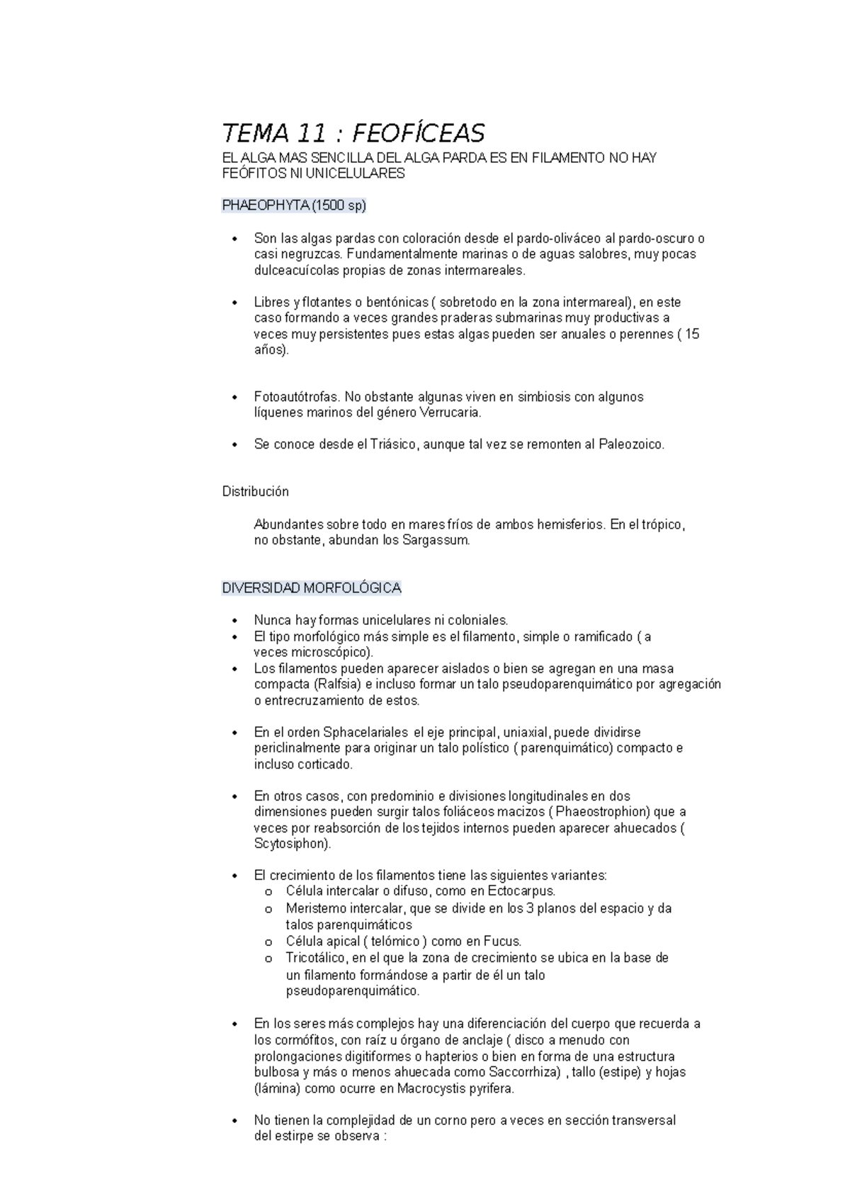 Botanica Tema 9 - Tema 9 - TEMA 11 : FEOFÍCEAS EL ALGA MAS SENCILLA DEL ...