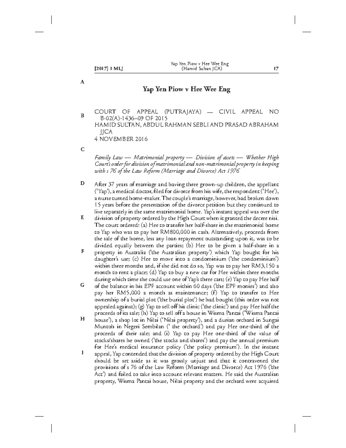 Yap Yen Piow v Hee Wee Eng - Yap Yen Piow v Hee Wee Eng COURT OF APPEAL ...