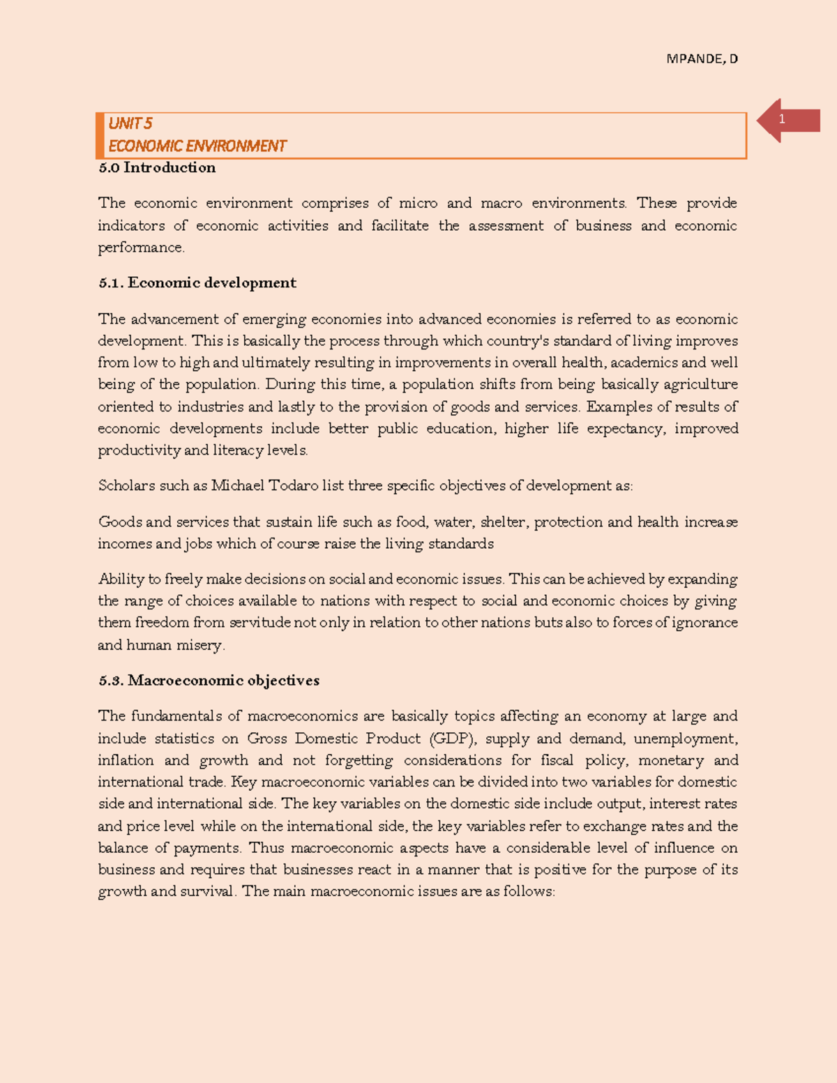 Business Environment CH5 chapter five - UNIT 5 1 ECONOMIC ENVIRONMENT 5 ...