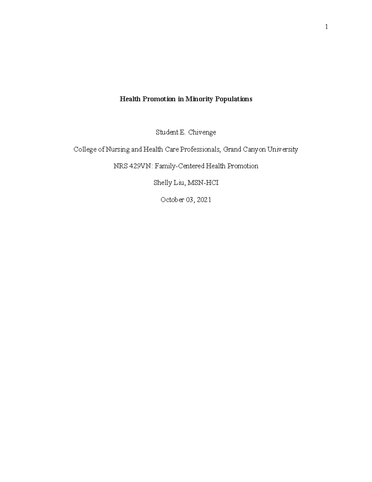 Health Promotion Minority Populations 7th Ed (1)jkjkh - Health ...