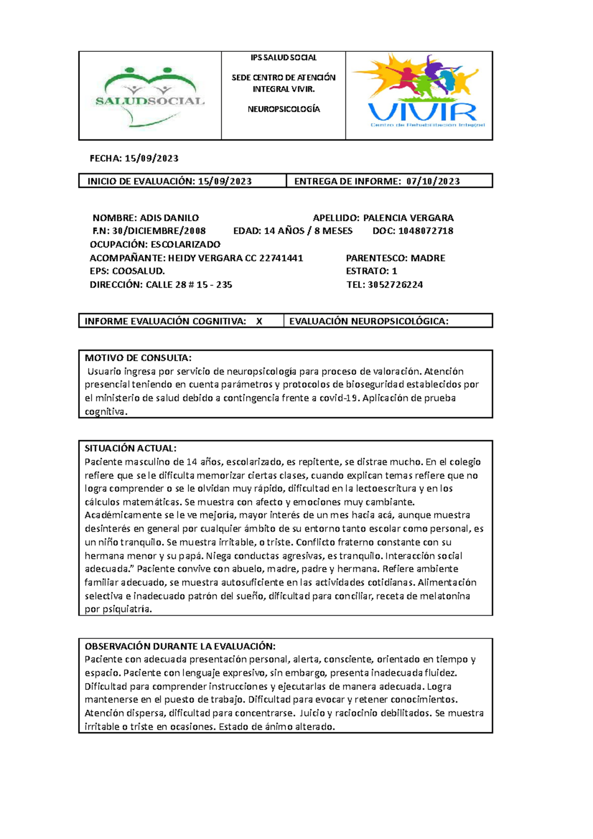 Matthew Camargo - bien - SEDE CENTRO DE ATENCIÓN INTEGRAL VIVIR ...