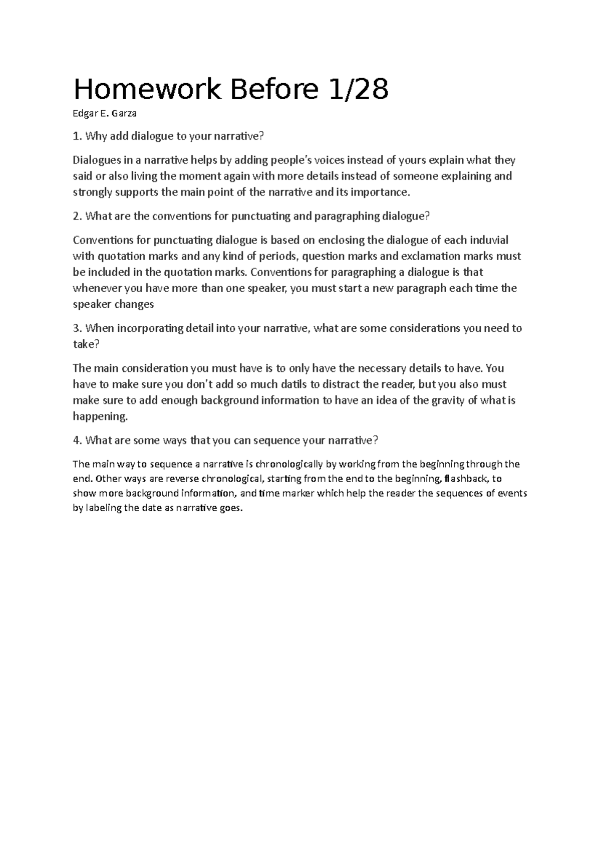 Homework Before 1 28 - Grade: A+ - Homework Before 1/ Edgar E. Garza ...